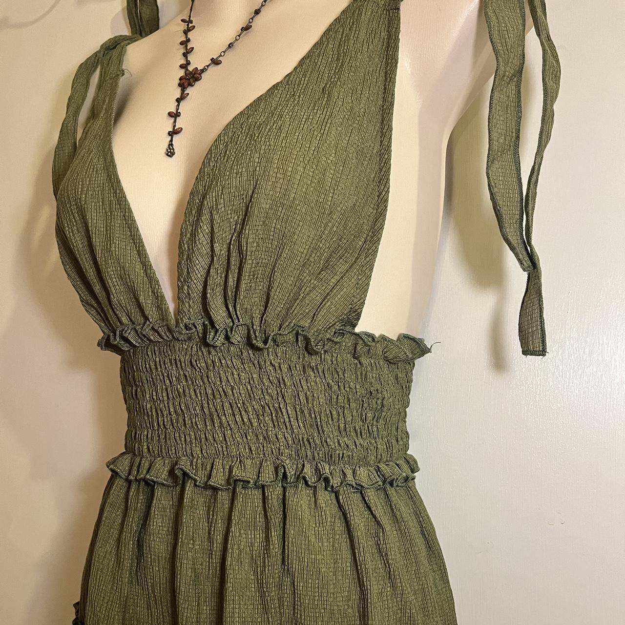 Super cute green dress with ribbons tied at... - Depop