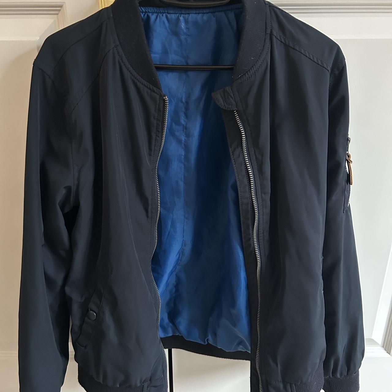 Super cool navy blue bomber jacket!!! Great condition x - Depop