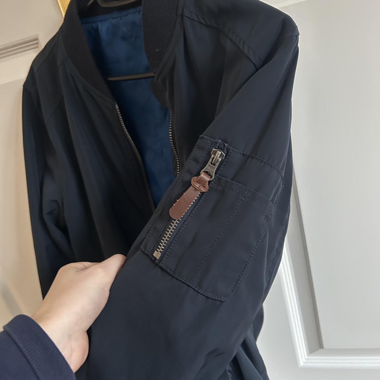 Super cool navy blue bomber jacket!!! Great condition x - Depop