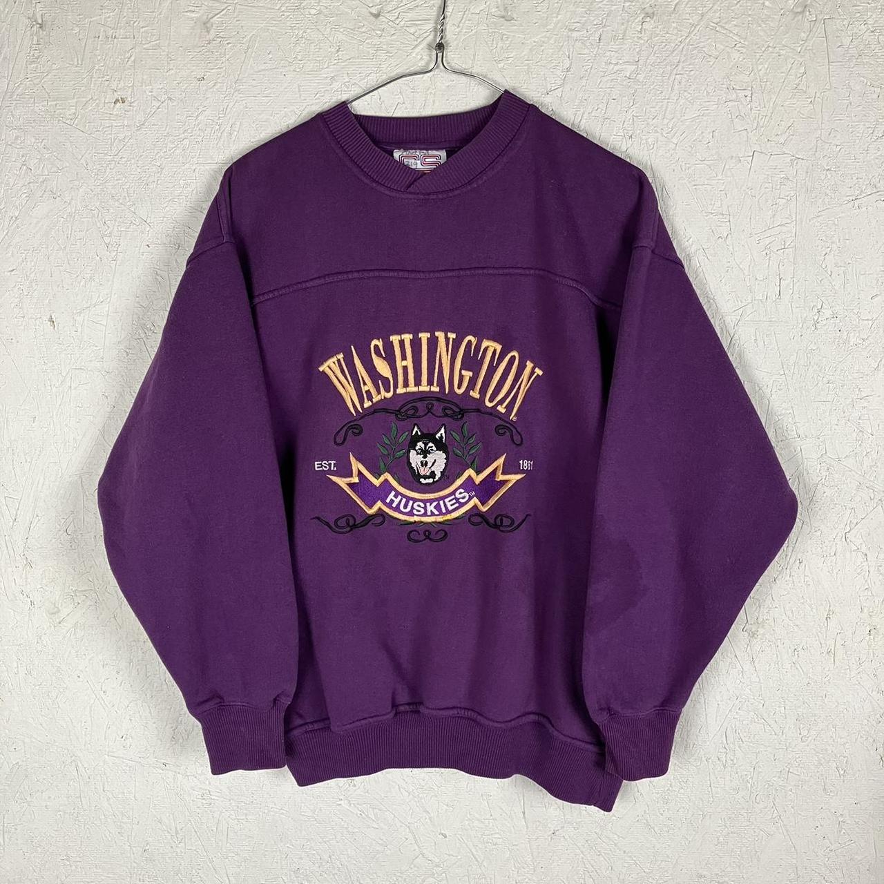 Vintage 90s Washington Huskies sweatshirt purple... | Depop