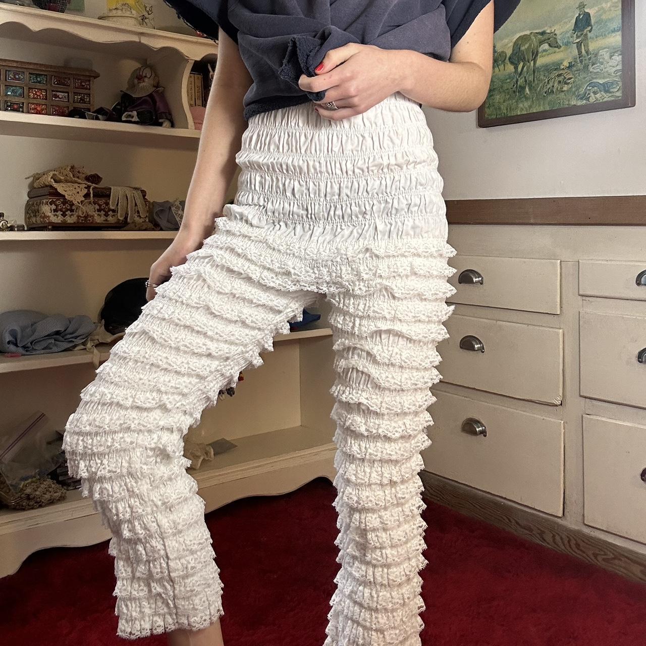 1970’s White Frilly Long Bloomers Vintage... - Depop