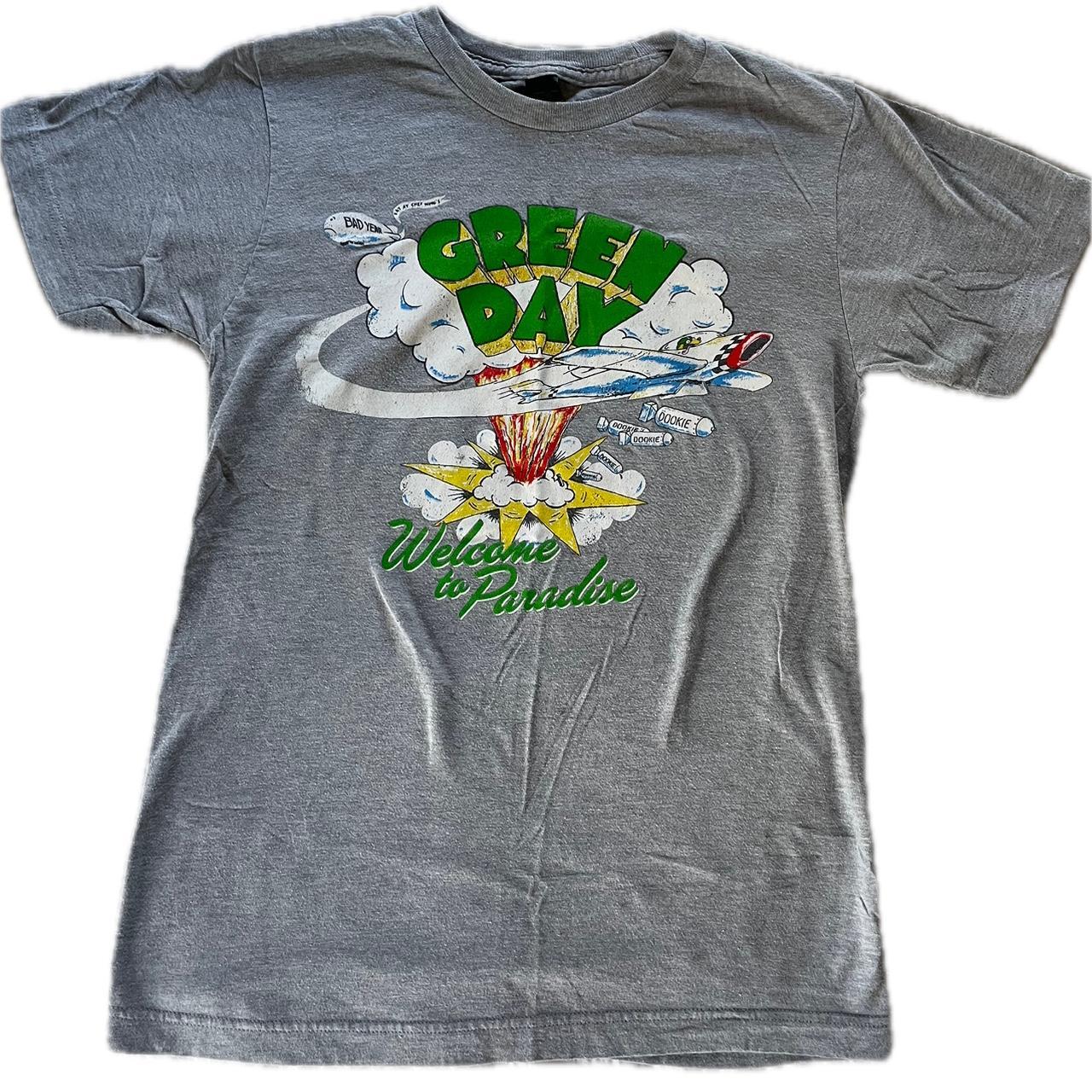Green Day grey band tee - Depop