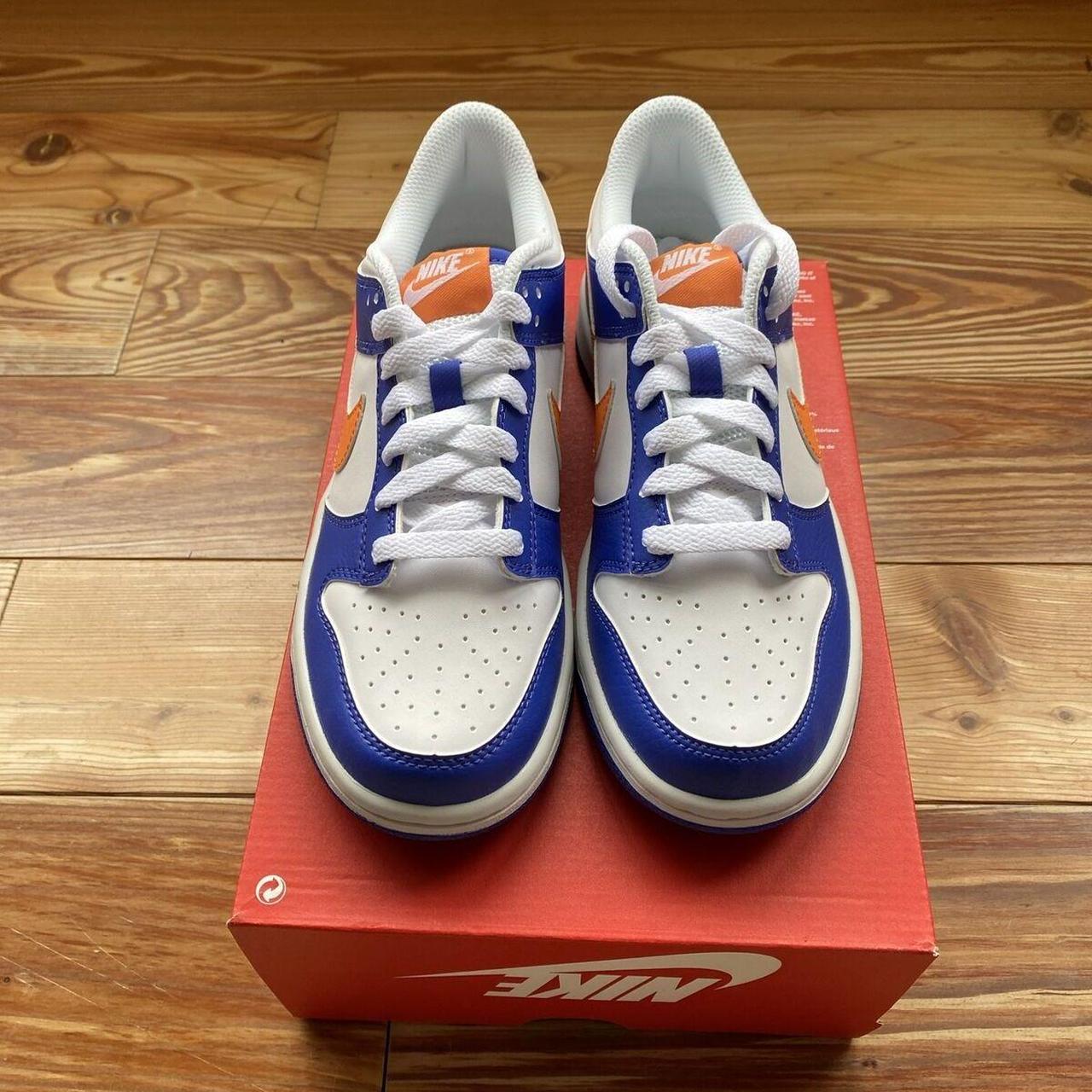 Nike Dunk Low Knicks Kids Trainers Blue White UK4.5... - Depop