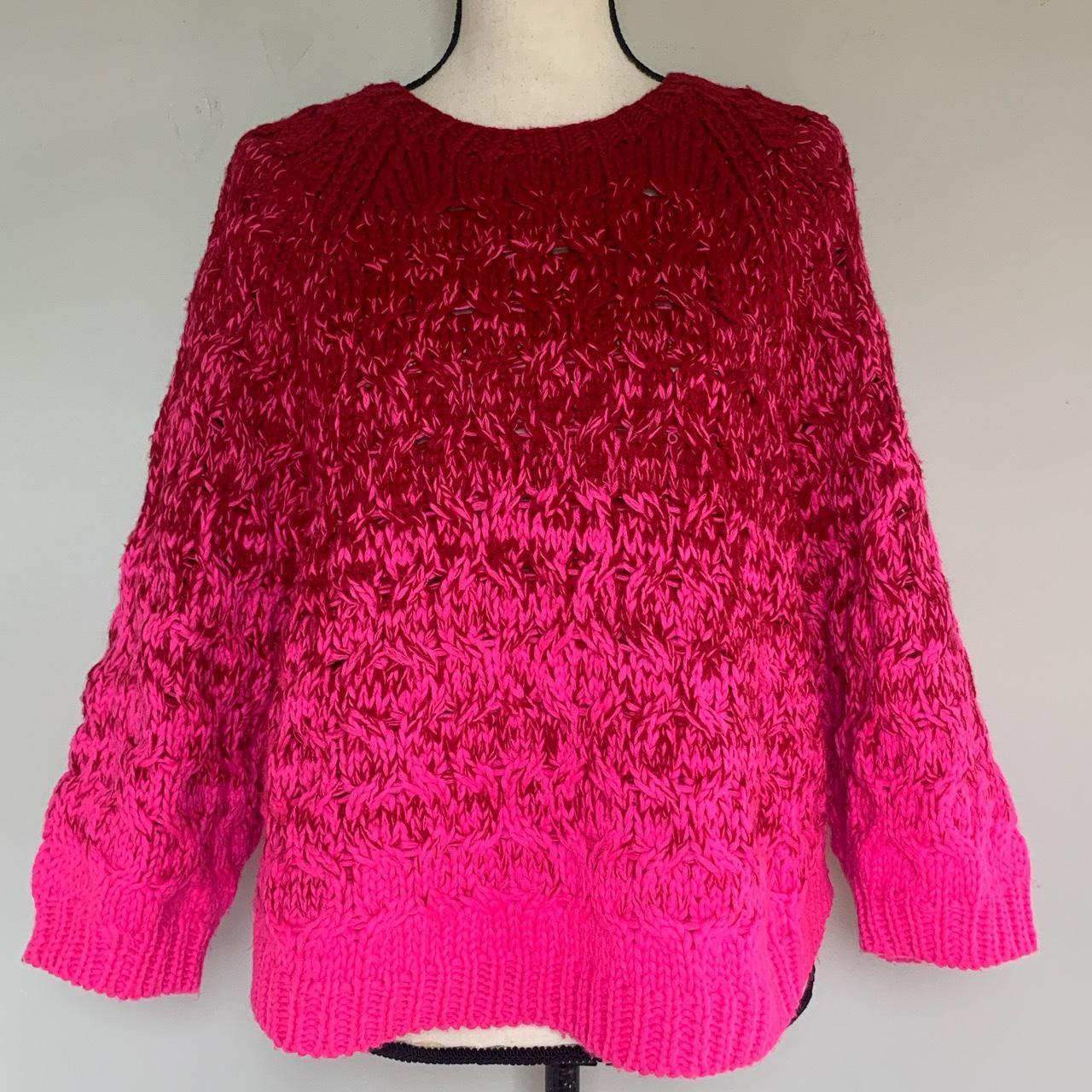 100% merino wool gradient knit sweater ~ red to... - Depop