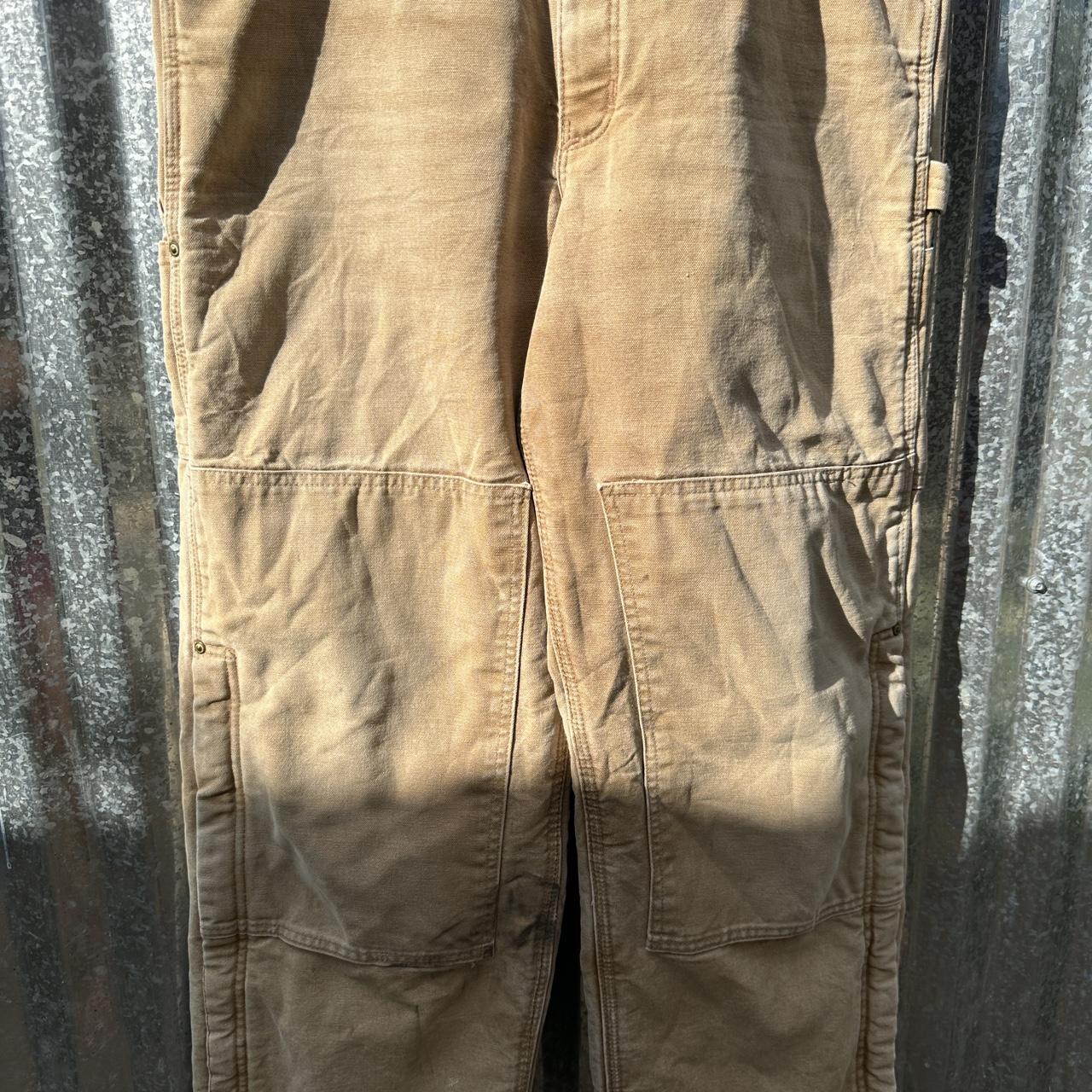 tan brown carharrt work overalls. super sick pair... - Depop