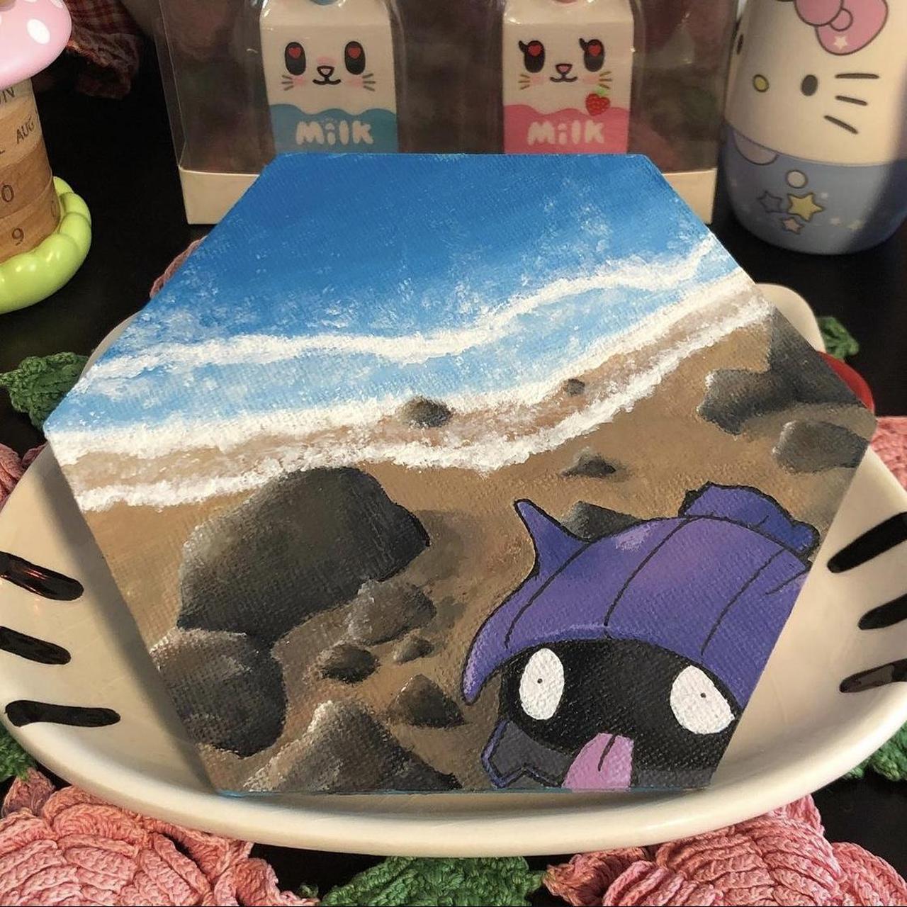 Handpainted Pokémon Shellder beach large hexagonal... - Depop