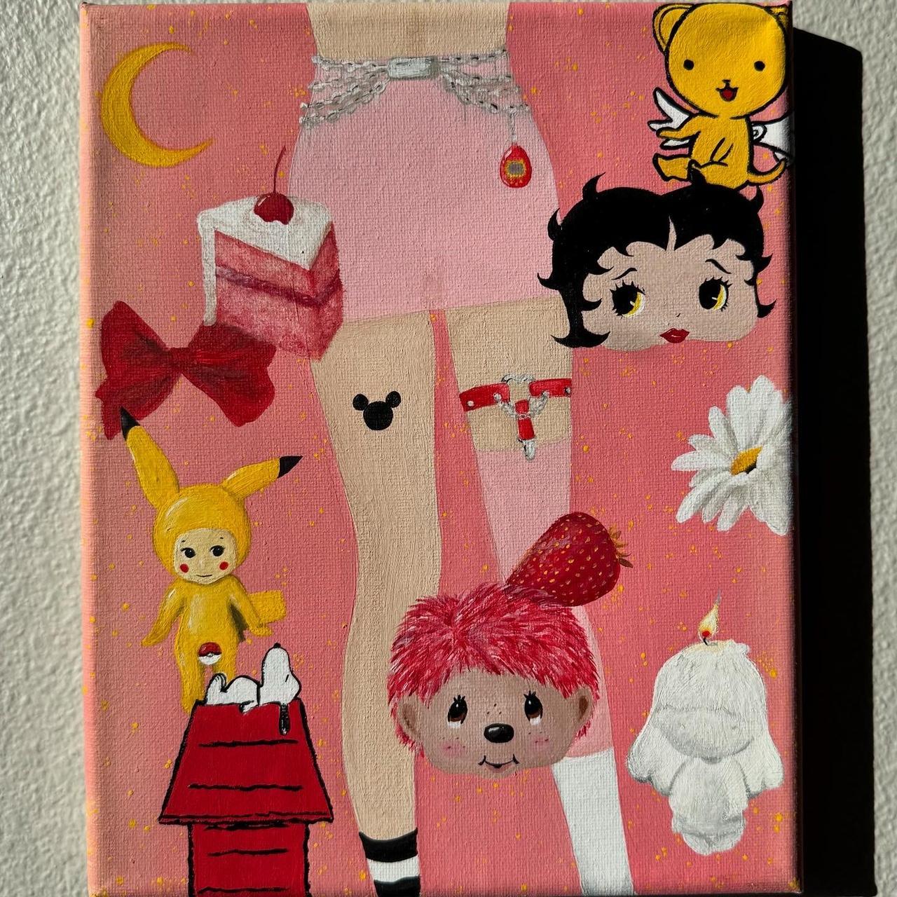 Cute canvas Features Betty Boop, a Pikachu Sonny... | Depop