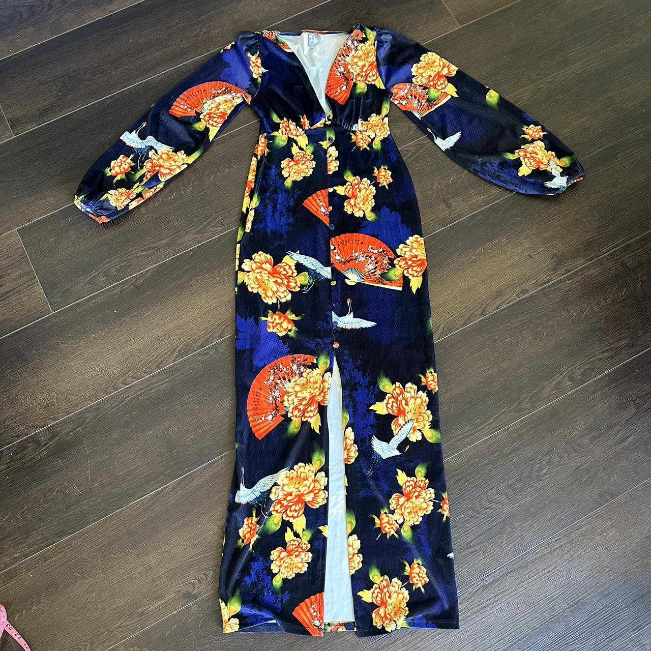 ASOS Asian floral fan maxi dress Size US 4 Has a... - Depop