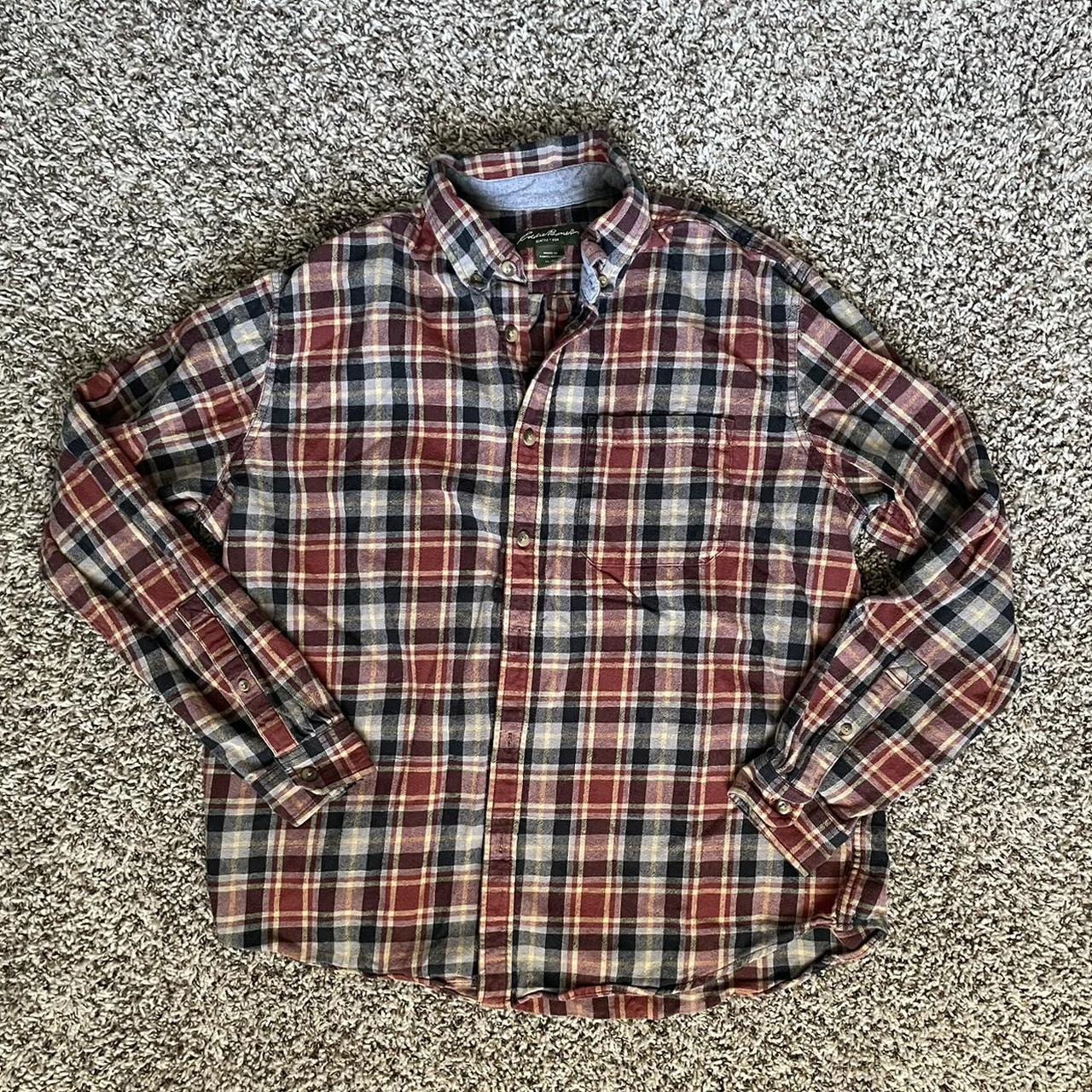 Eddie Bauer Plaid Flannel Faded plaid gives it a... - Depop