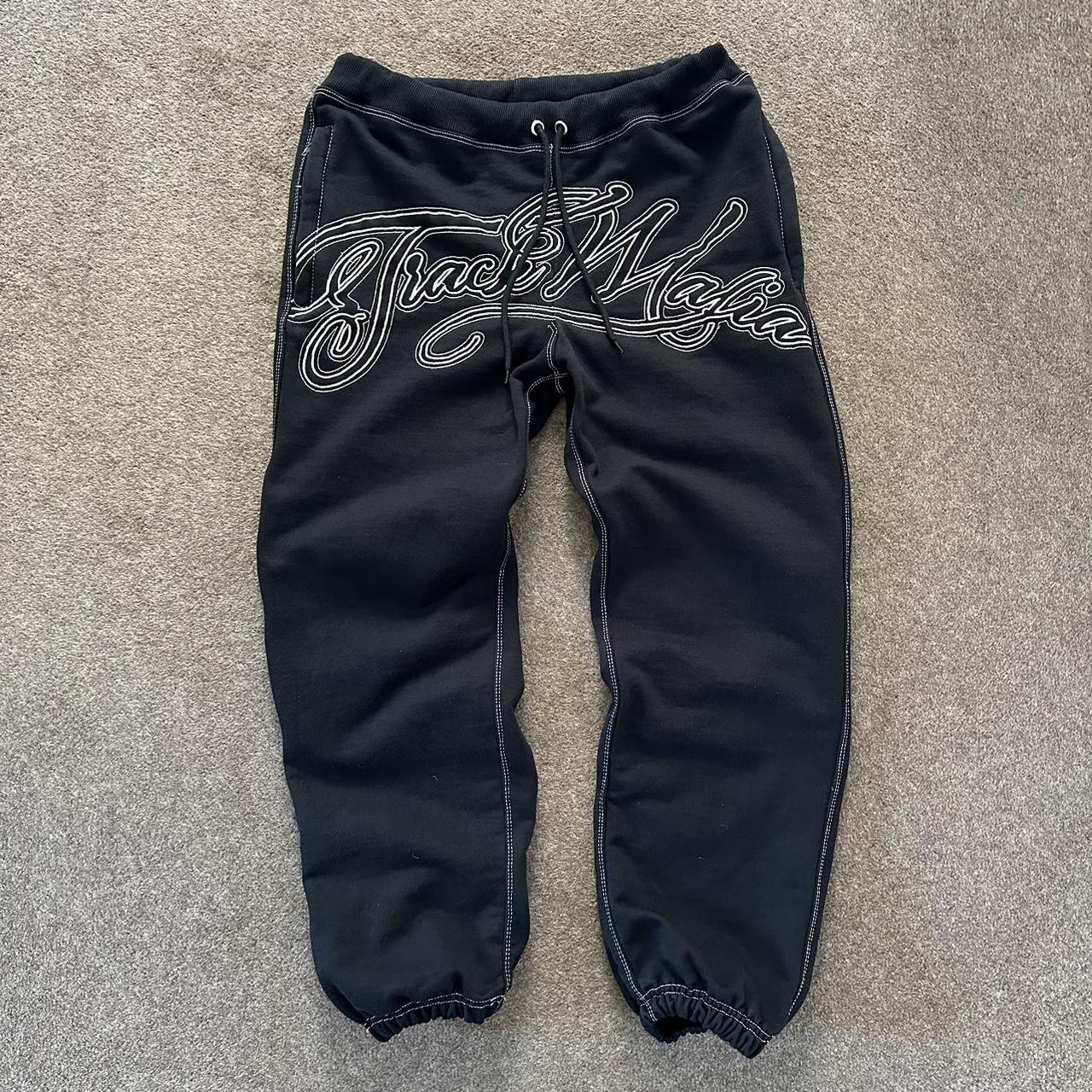 Track Mafia For The Yutes Tracksuit Bottoms Black... - Depop