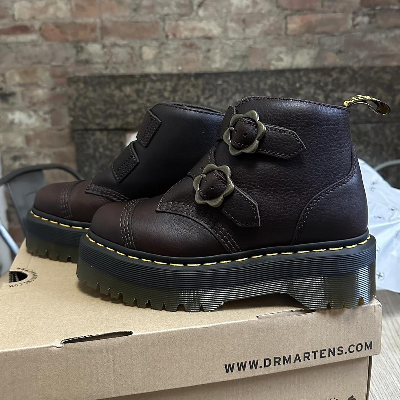 Dr Martens brown Devon flower boots stunning pair... - Depop