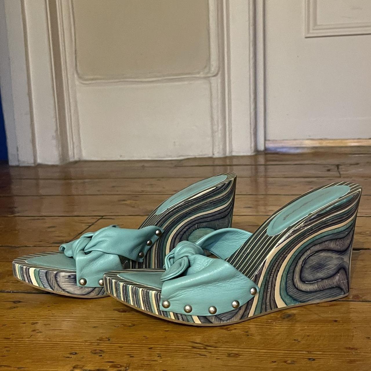 Gorgeous vintage y2k high heel wedges sandals pumps... - Depop