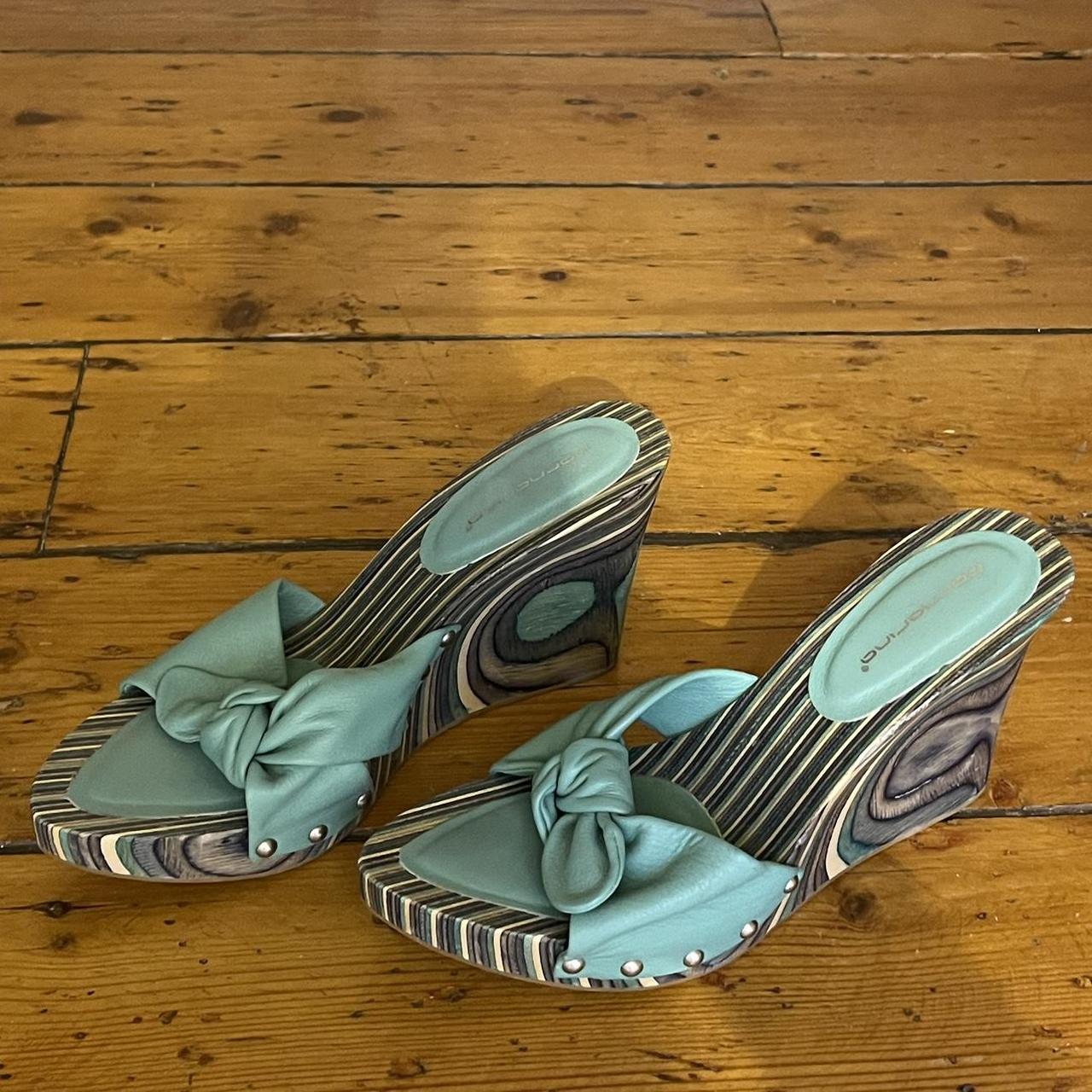 Gorgeous vintage y2k high heel wedges sandals pumps... - Depop