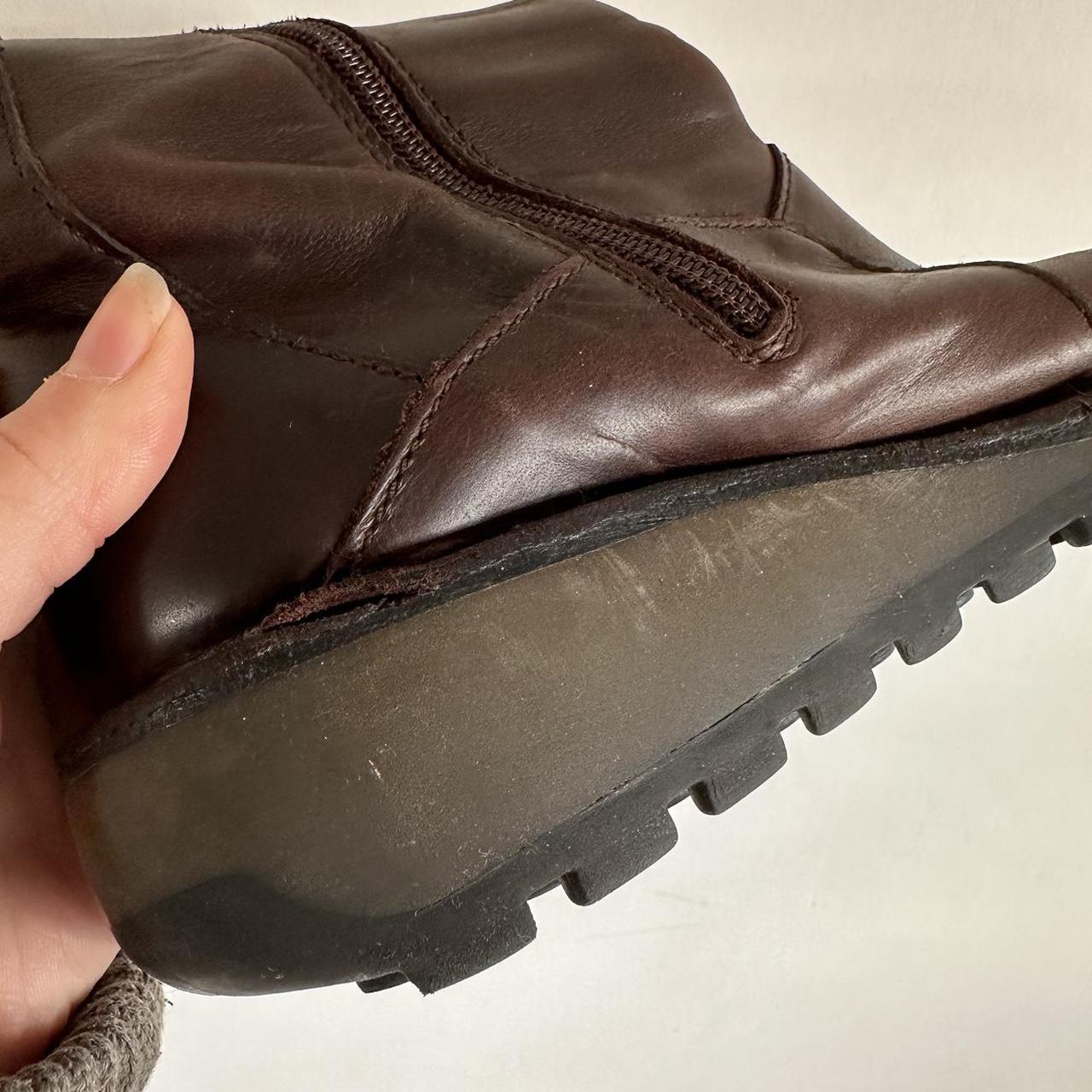 vintage 90s y2k fly london brown leather biker boots... - Depop