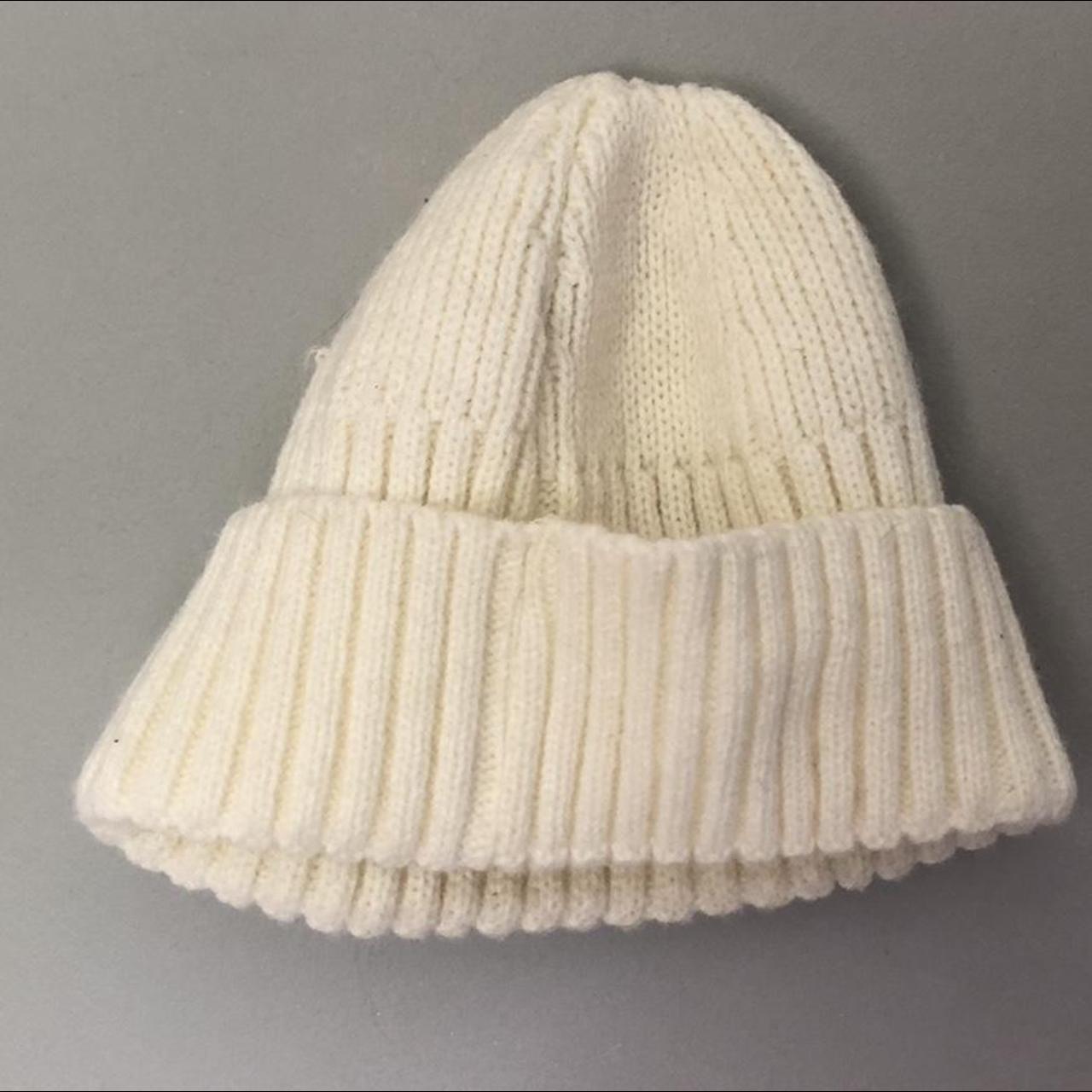 Men’s boohoo man ribbed cream beanie in great... - Depop