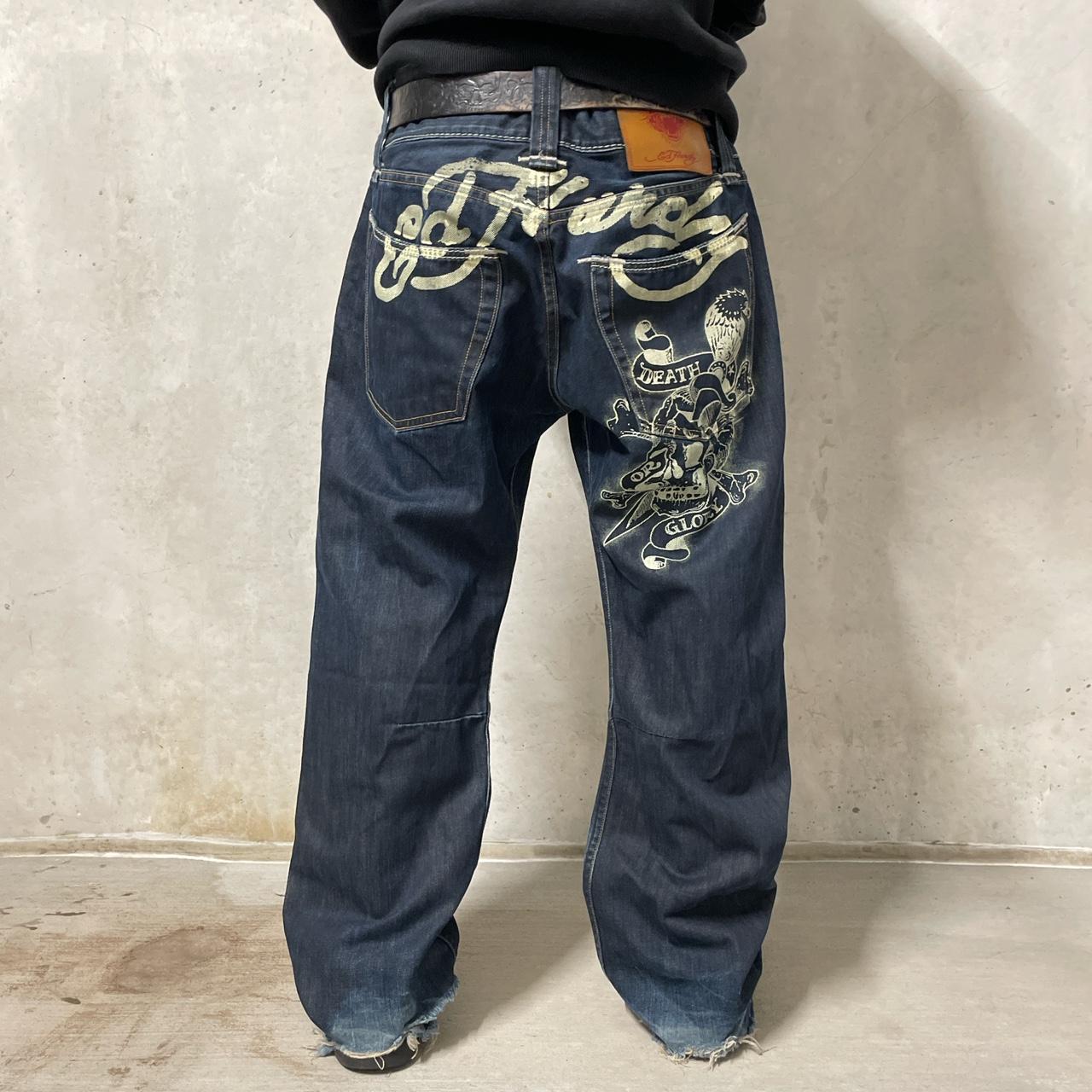 Vintage 2000s Baggy Ed Hardy Skull Jeans. Great... - Depop