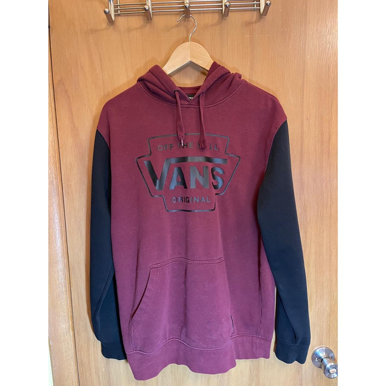 Vans Red and Black Hoodie Men’s Medium There are no... - Depop