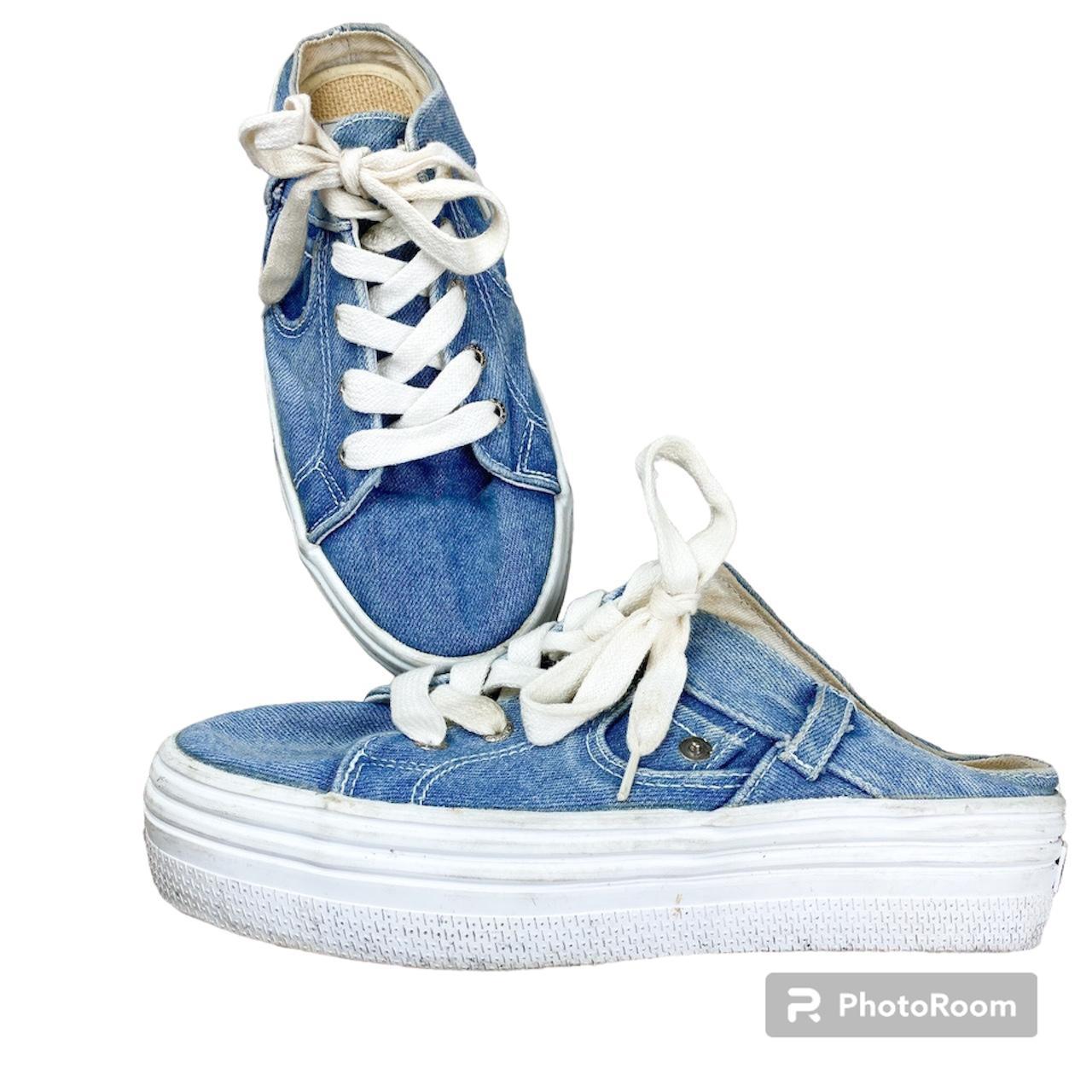 90s Platform Slide On Denim Sneakers 💙 size : 10 | Depop