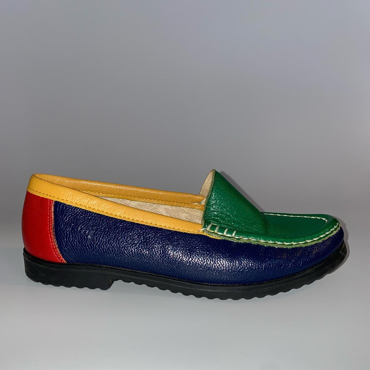 Primary colour leather loafers Really fun leather... - Depop