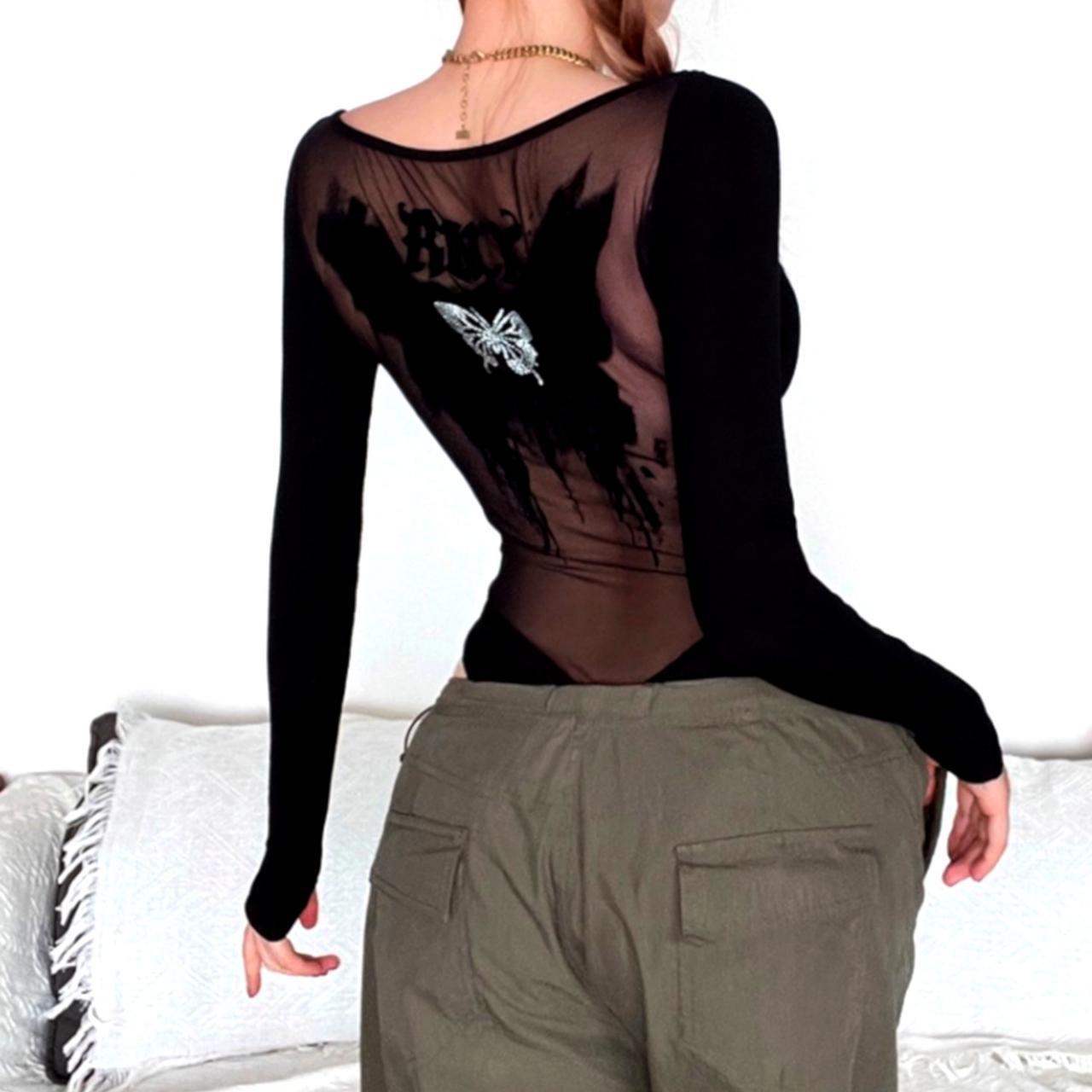 Stunning Punk Butterfly Print Chiffon Transparent... | Depop