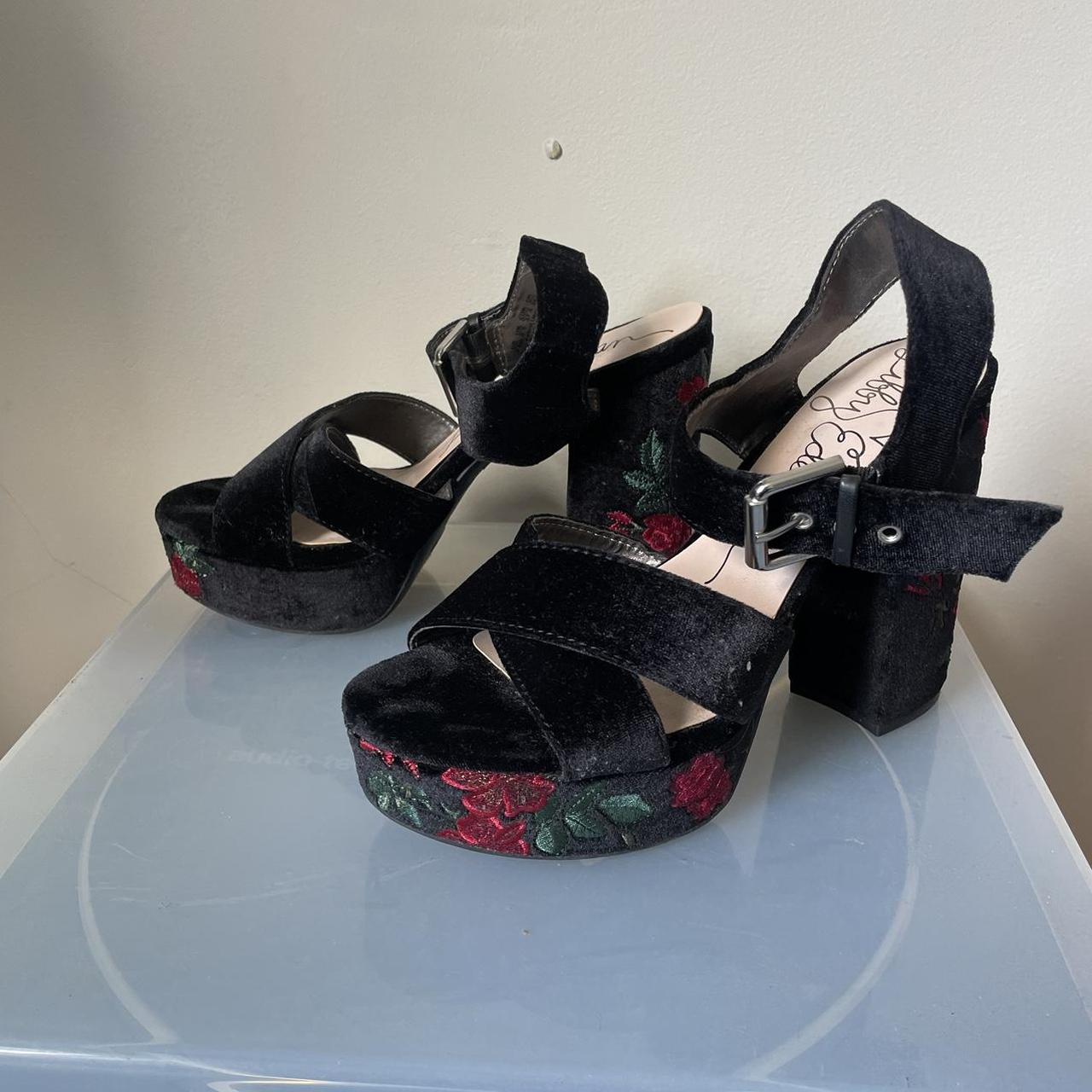 Black velvet goth platform heels Super comfy for... - Depop