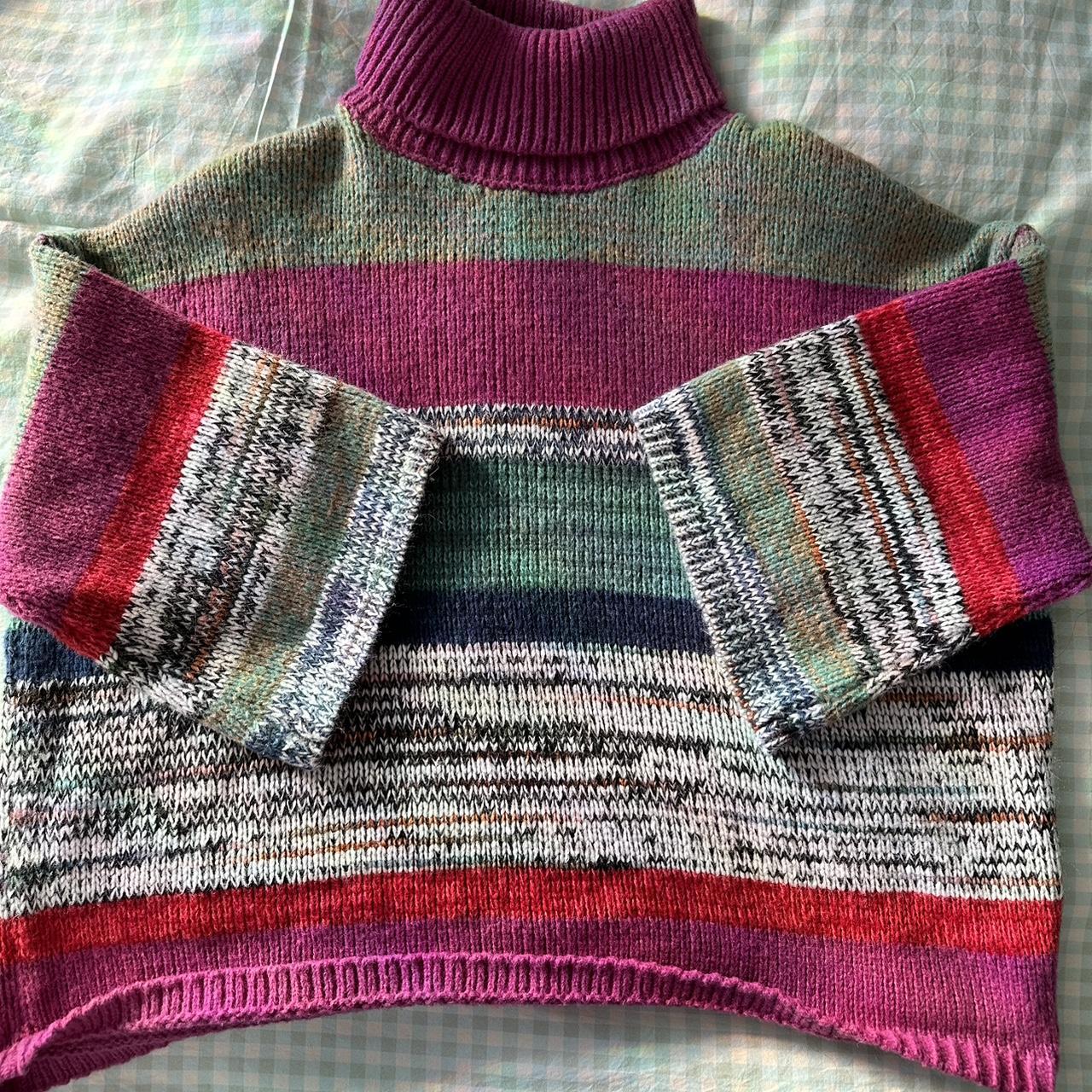 KNOX ROSE multi color knit turtle neck sweater... - Depop
