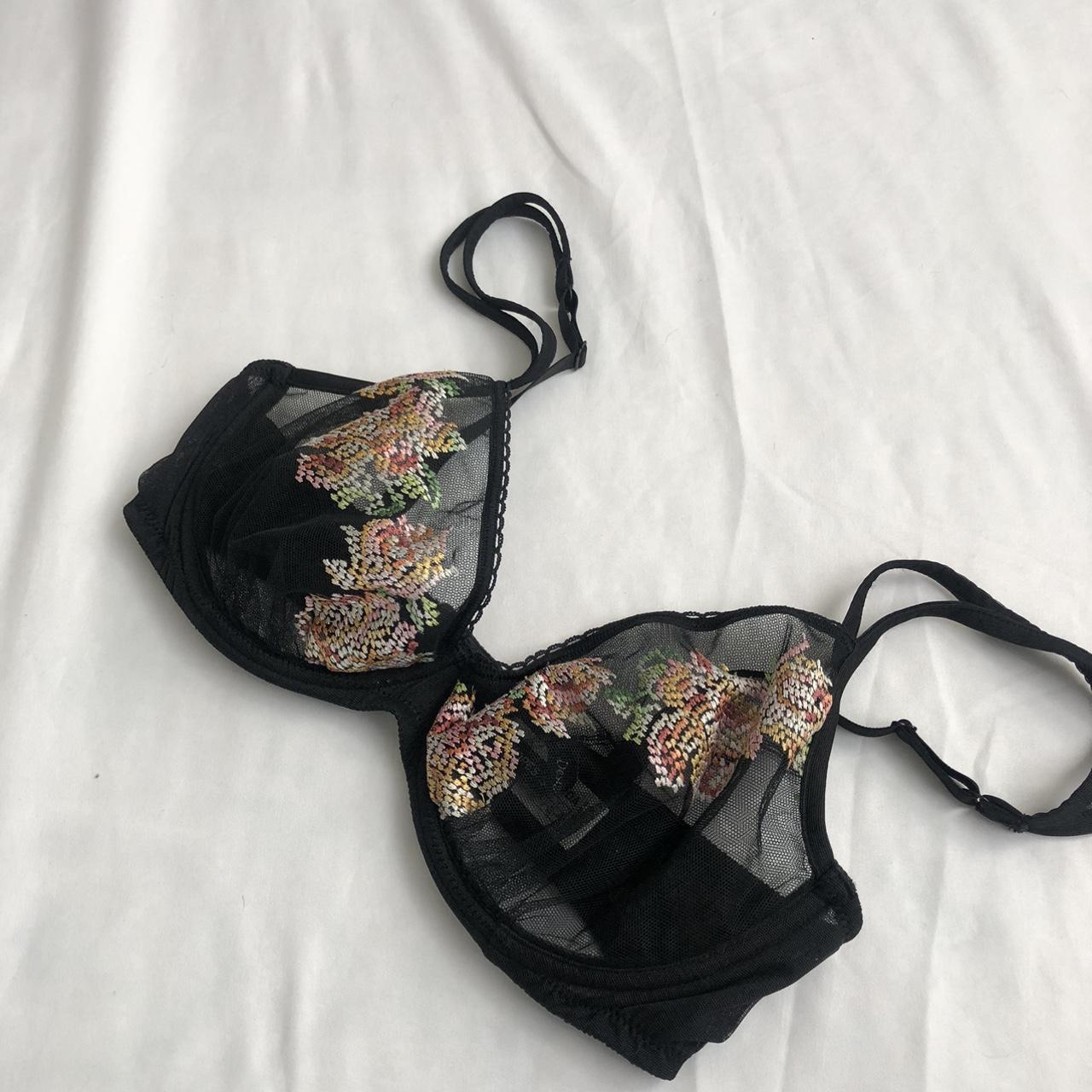 Andres Sarda Black Floral Embroidered Over Mesh... - Depop