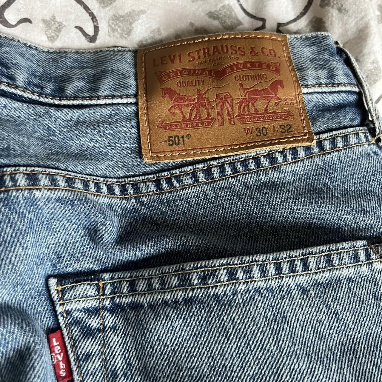 Washed light blue Levi 501s 30 waist 32 leg. Great... - Depop