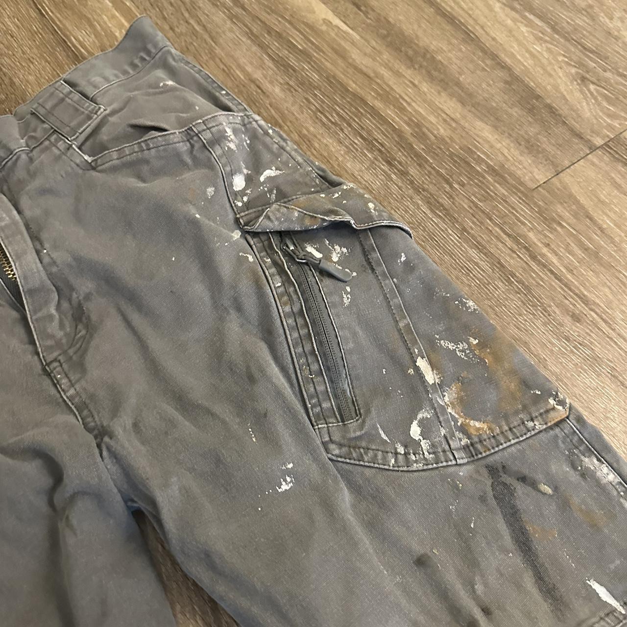 Vintage Distressed Painted Cargo Pants 6/10... - Depop
