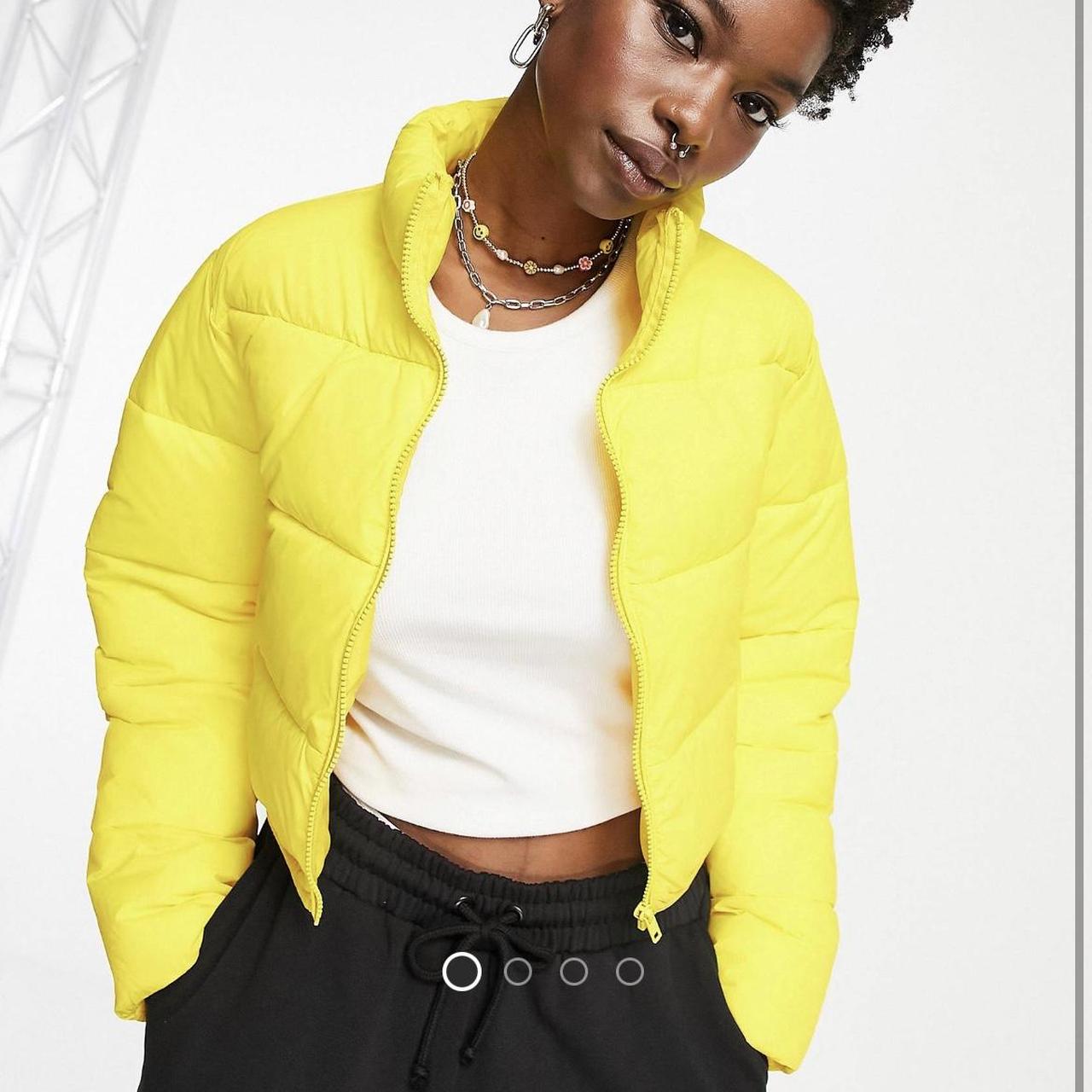 Yellow Cropped puffer jacket , size small , £15 will... - Depop