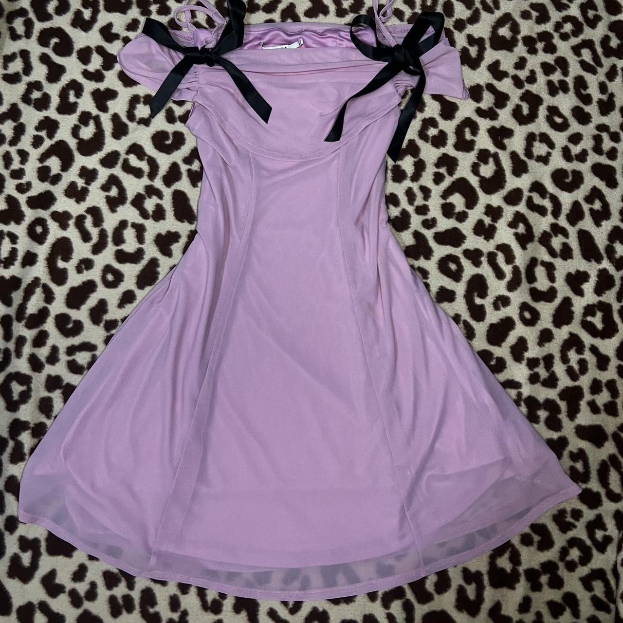 pink kimchi blue dress with black bows off the... - Depop