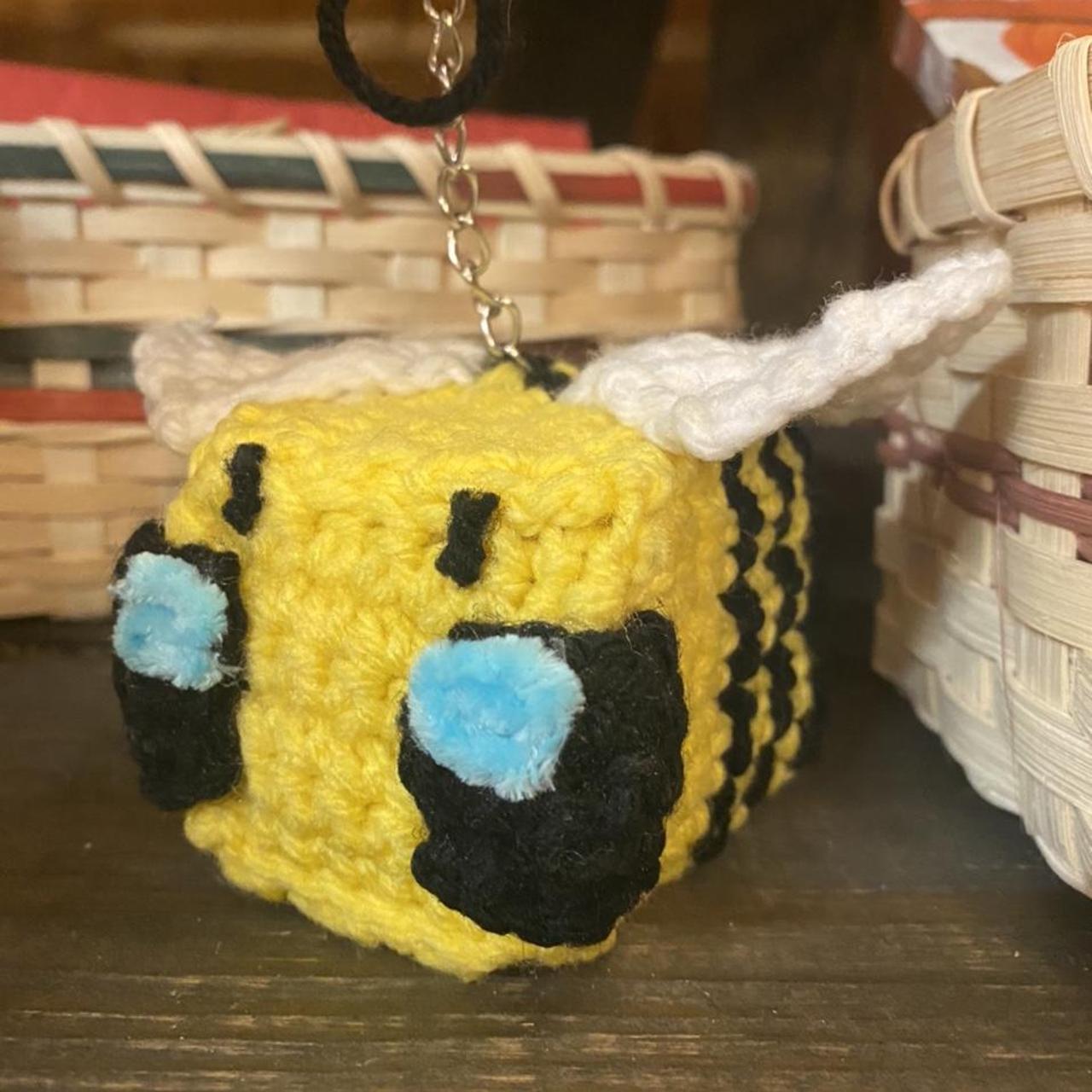 Minecraft Bee Bag-chain / Keychain Crocheted ️ Add... - Depop