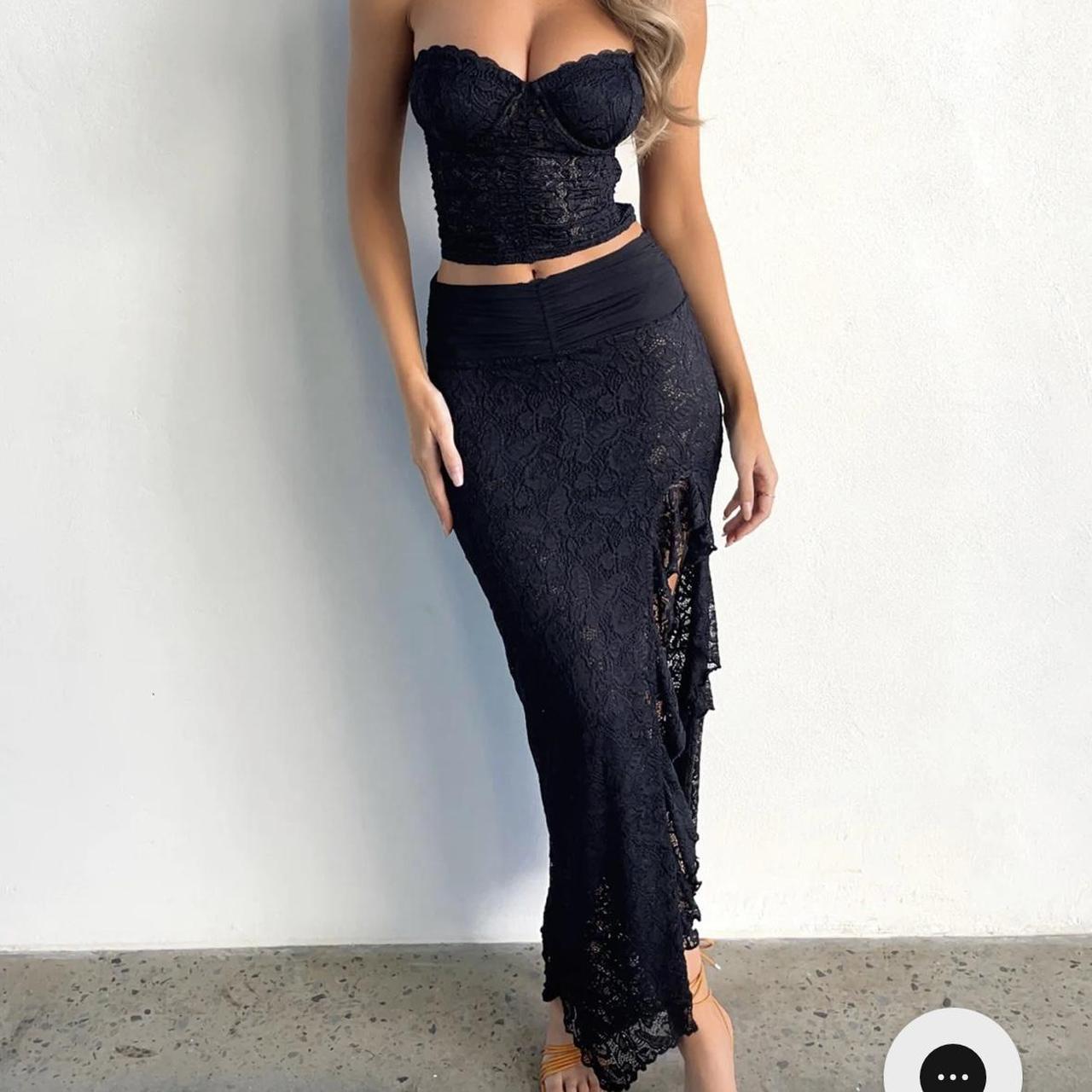 Outcast Clothing Rozie black lace co ord/two piece... - Depop