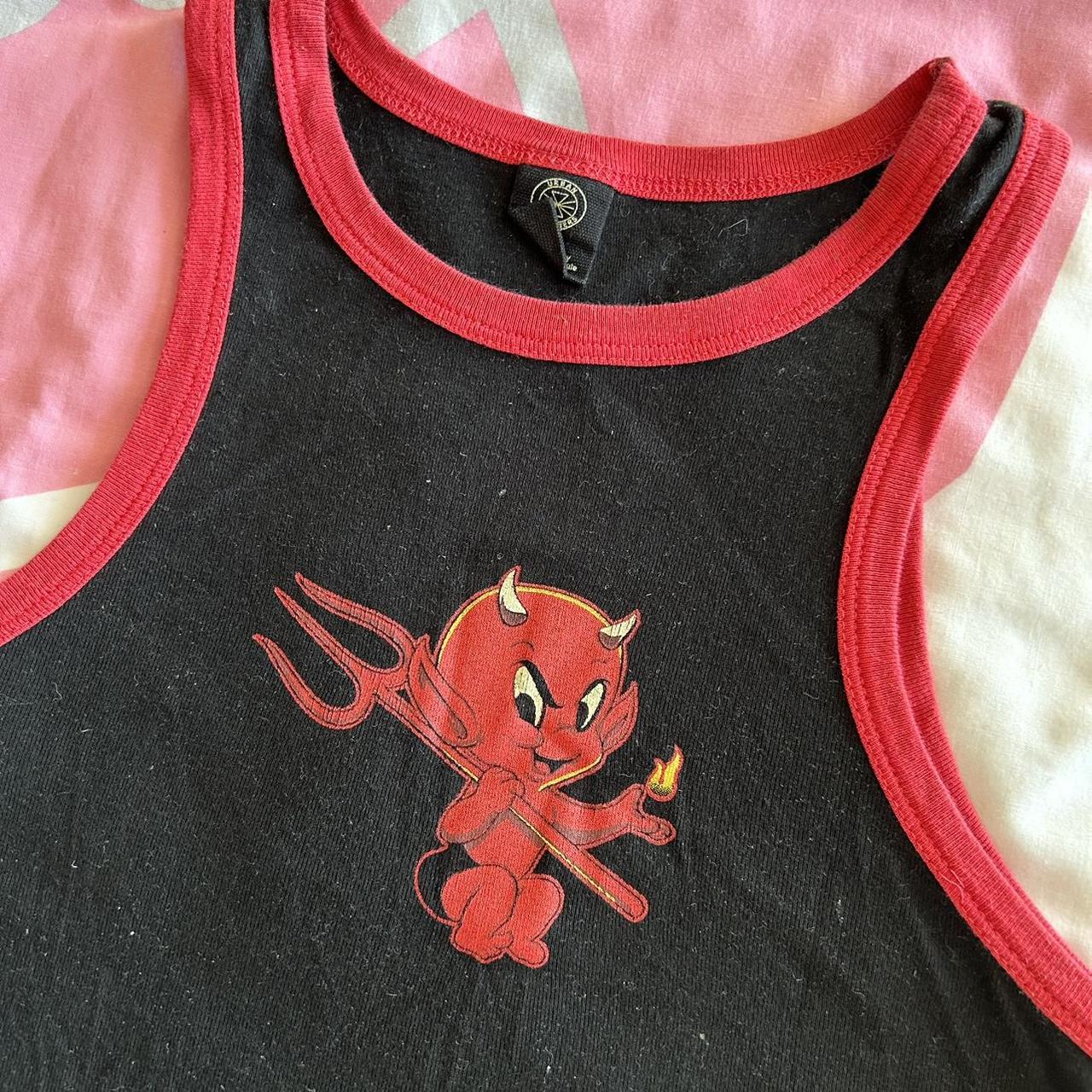 y2k urban outfitter hot stuff devil cropped vest -... - Depop