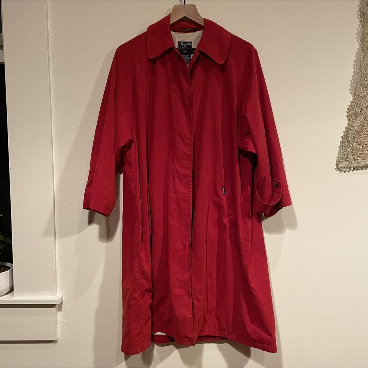 Vintage long red Facconable coat Small - Depop