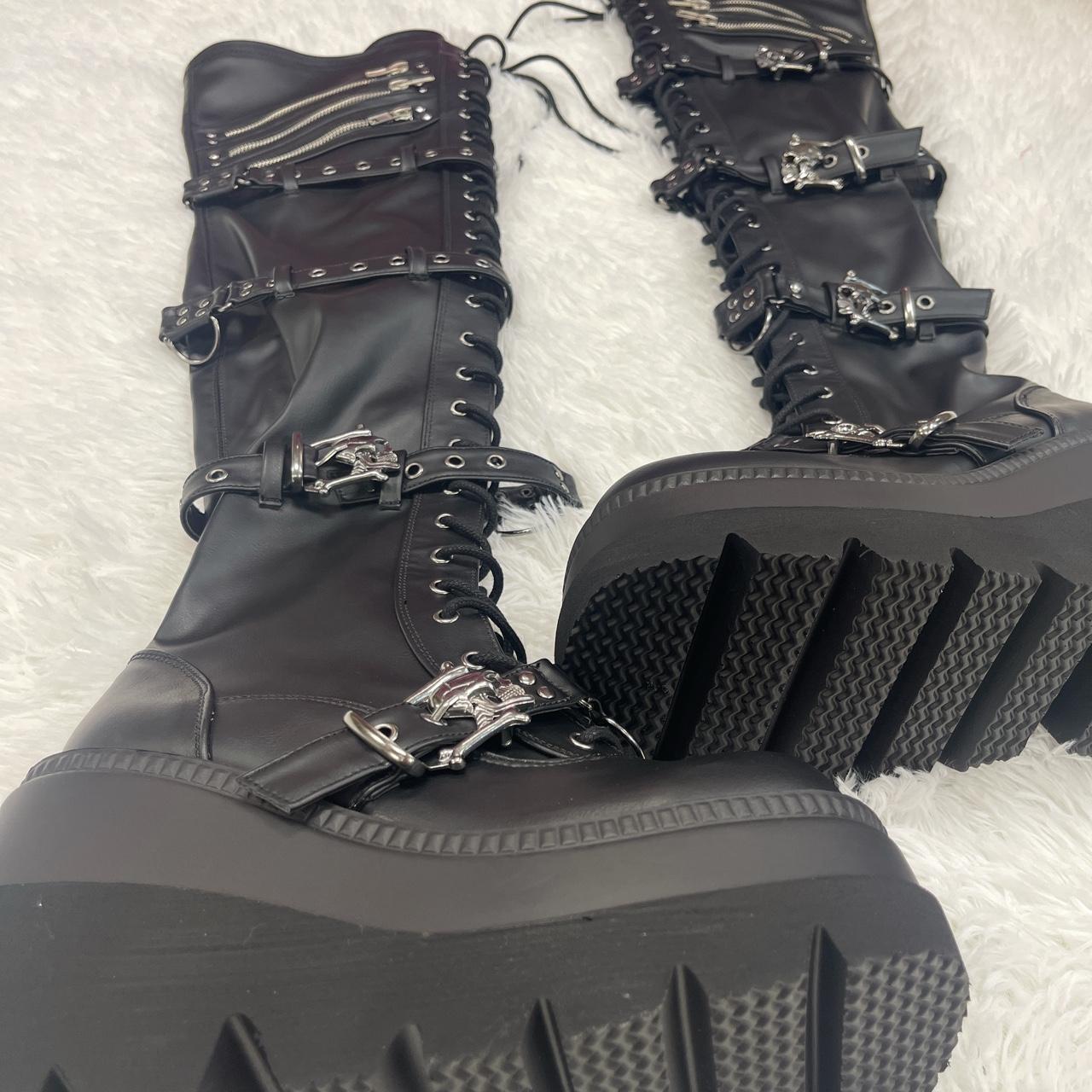 Demonia Shaker-420 Black Vegan Leather 4 1/2"... - Depop