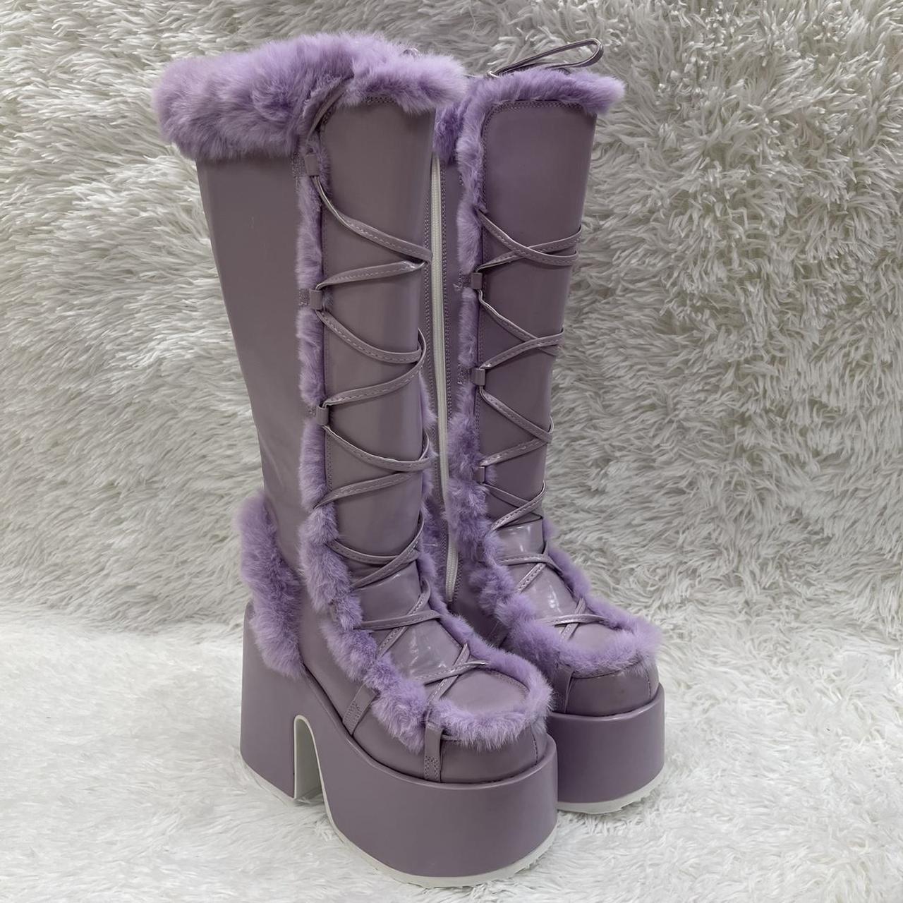 Demonia Camel-311 Lavender Vegan Leather with a 5"... - Depop