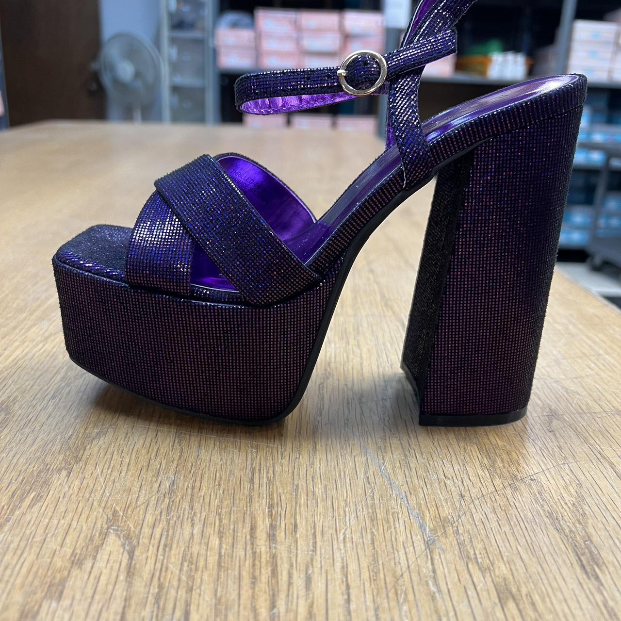 Bamboo Thrilled-04 Purple Platform Sandals with... - Depop