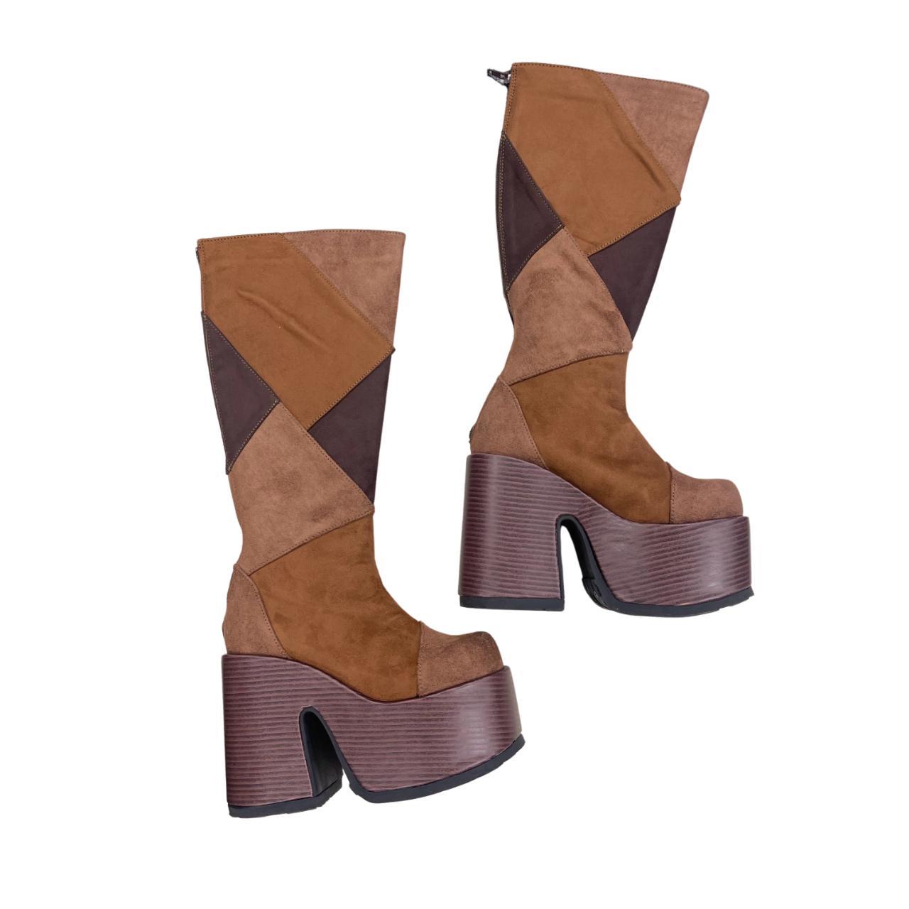 Demonia Camel-280 Brown Platform Boots 5" (127mm)... - Depop