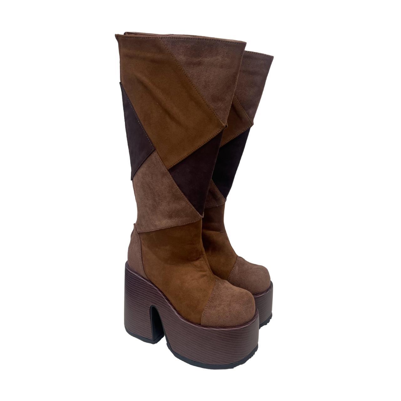 Demonia Camel-280 Brown Platform Boots 5" (127mm)... - Depop