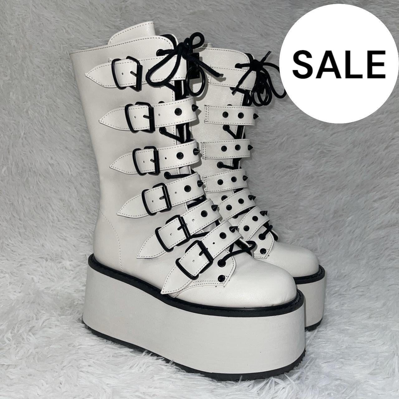 Demonia Damned 225 in White Vegan Leather 3 1 2 Depop