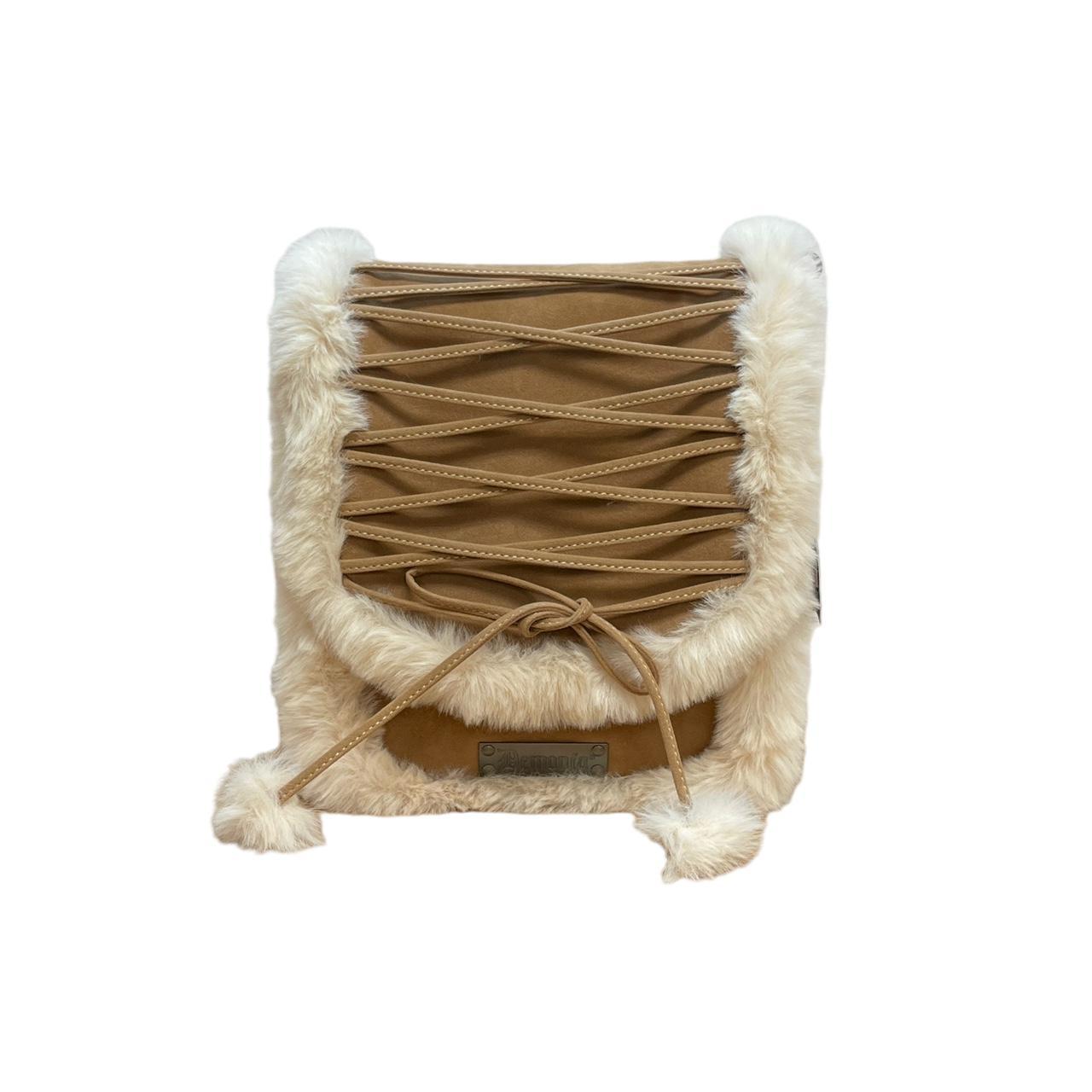 Demonia HB-663 Faux Fur Bag Camel Faux Suede | Depop