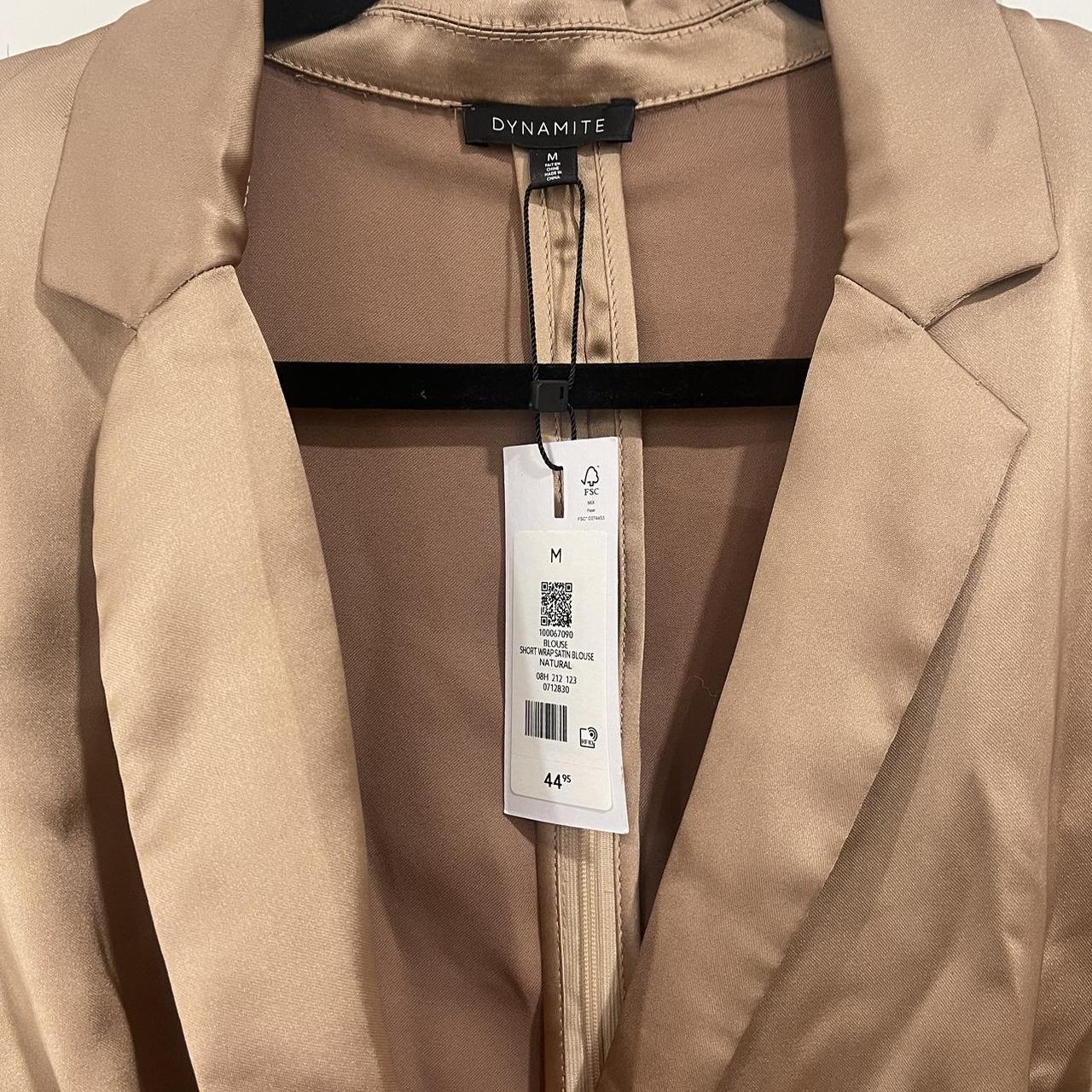 Dynamite cropped wrap satin blouse Size:... | Depop