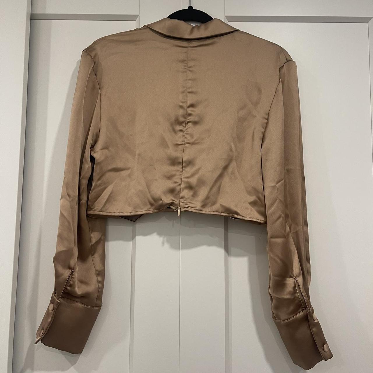 Dynamite cropped wrap satin blouse Size:... | Depop