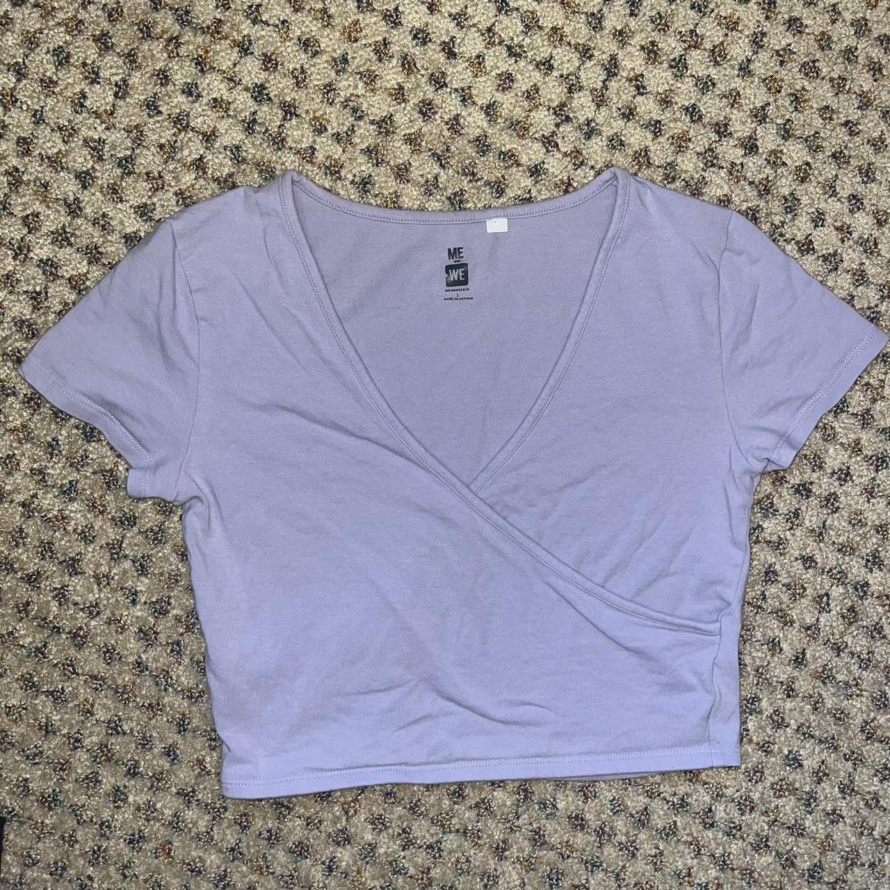 pacsun me to we purple wrap crop top gently used,... - Depop