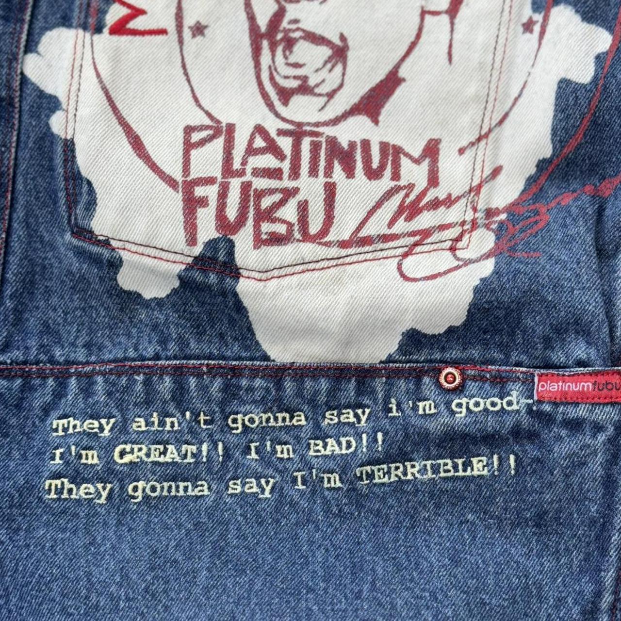 Vintage platinum fubu Muhammad Ali denim jeans with... - Depop