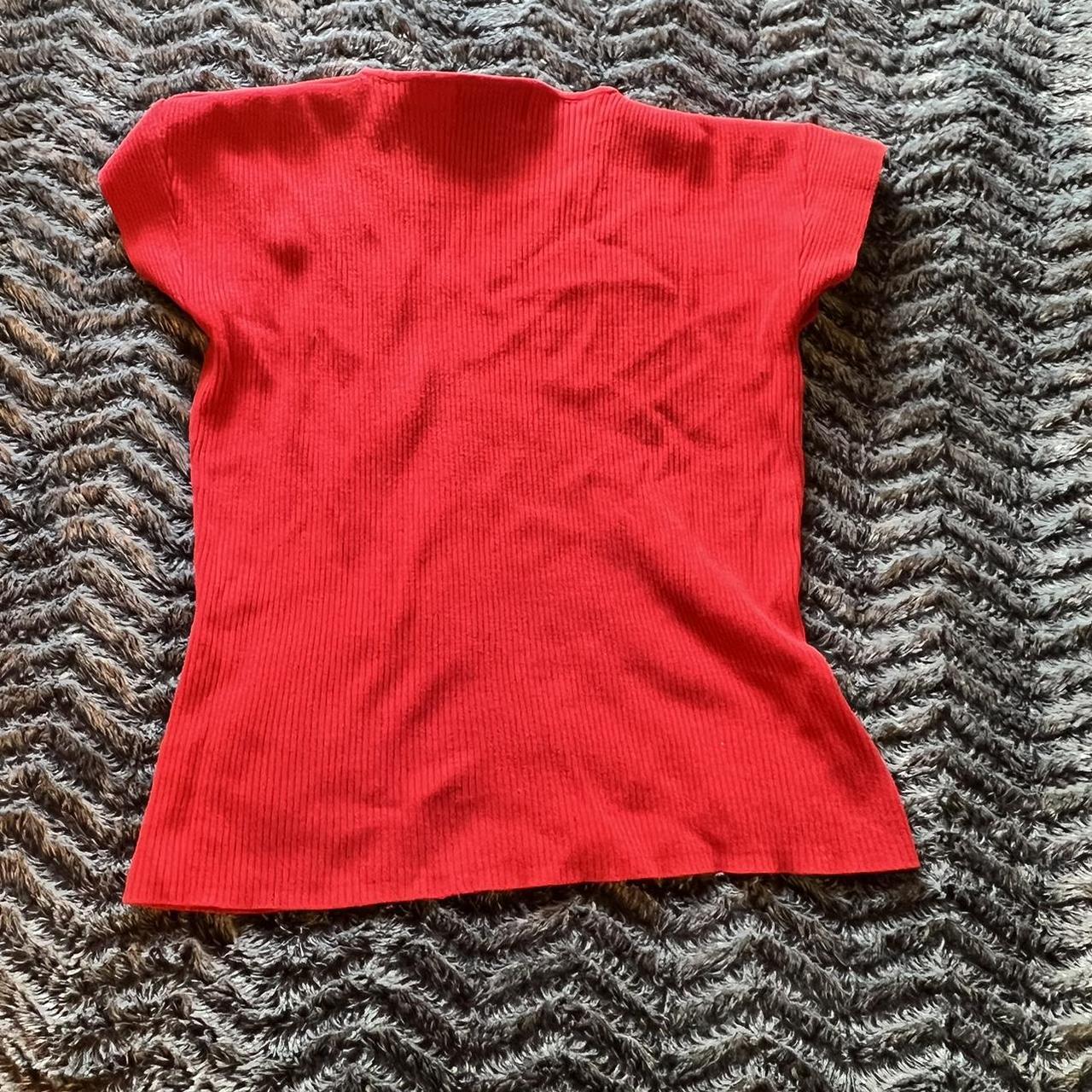 small red top with ruching all throughout the top.... - Depop