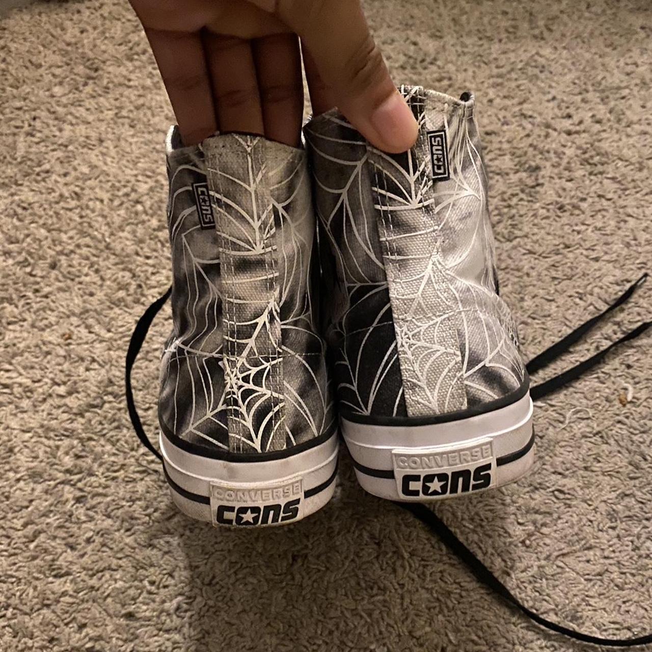 high top spider web spider man converse women’s... - Depop