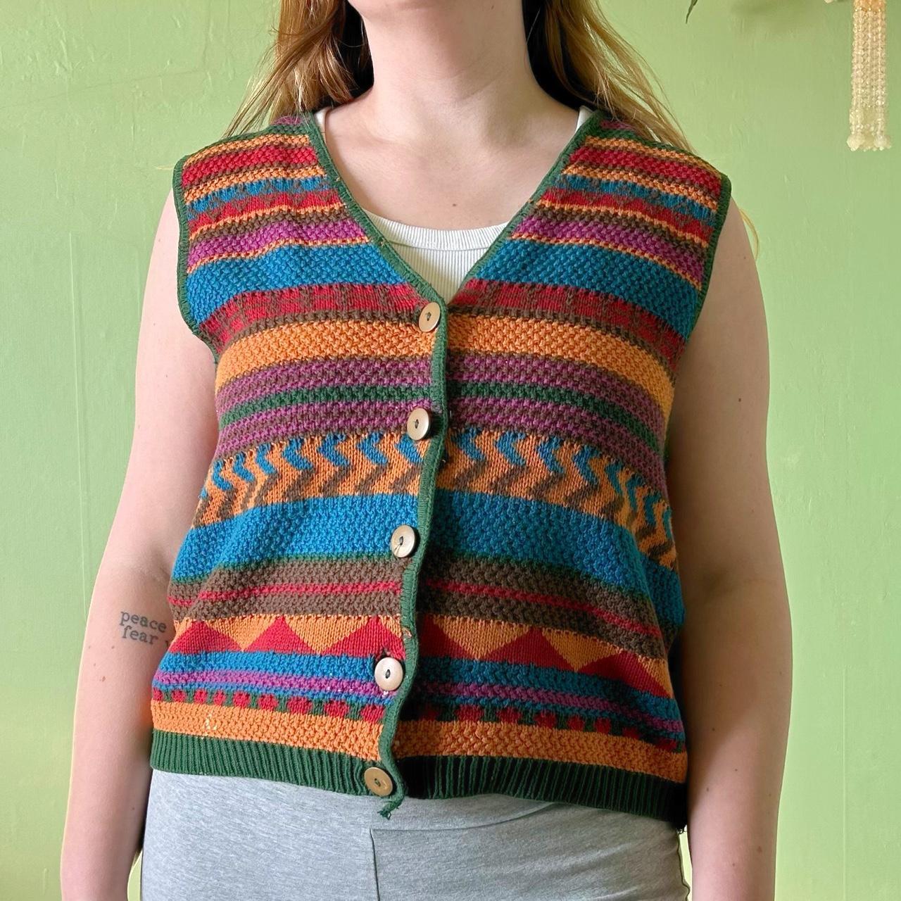 Boho Knit Button Up Vest 🪴 Beautiful knit vest!... - Depop