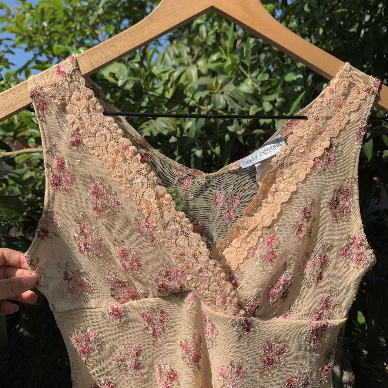 Body Central Women's Pink and Tan Vest | Depop